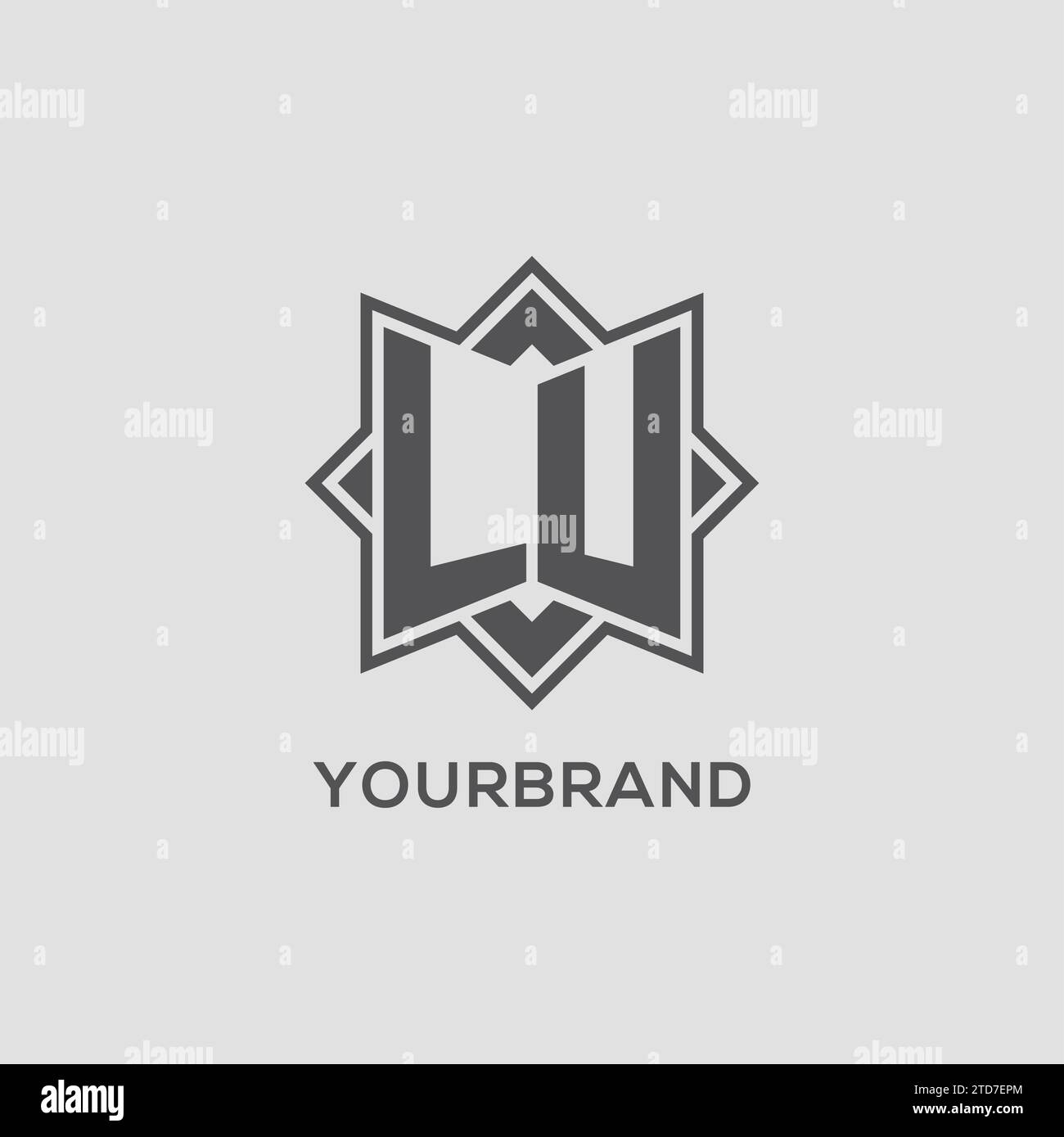 Monogram LU logo with eight point star style design vector graphic ...
