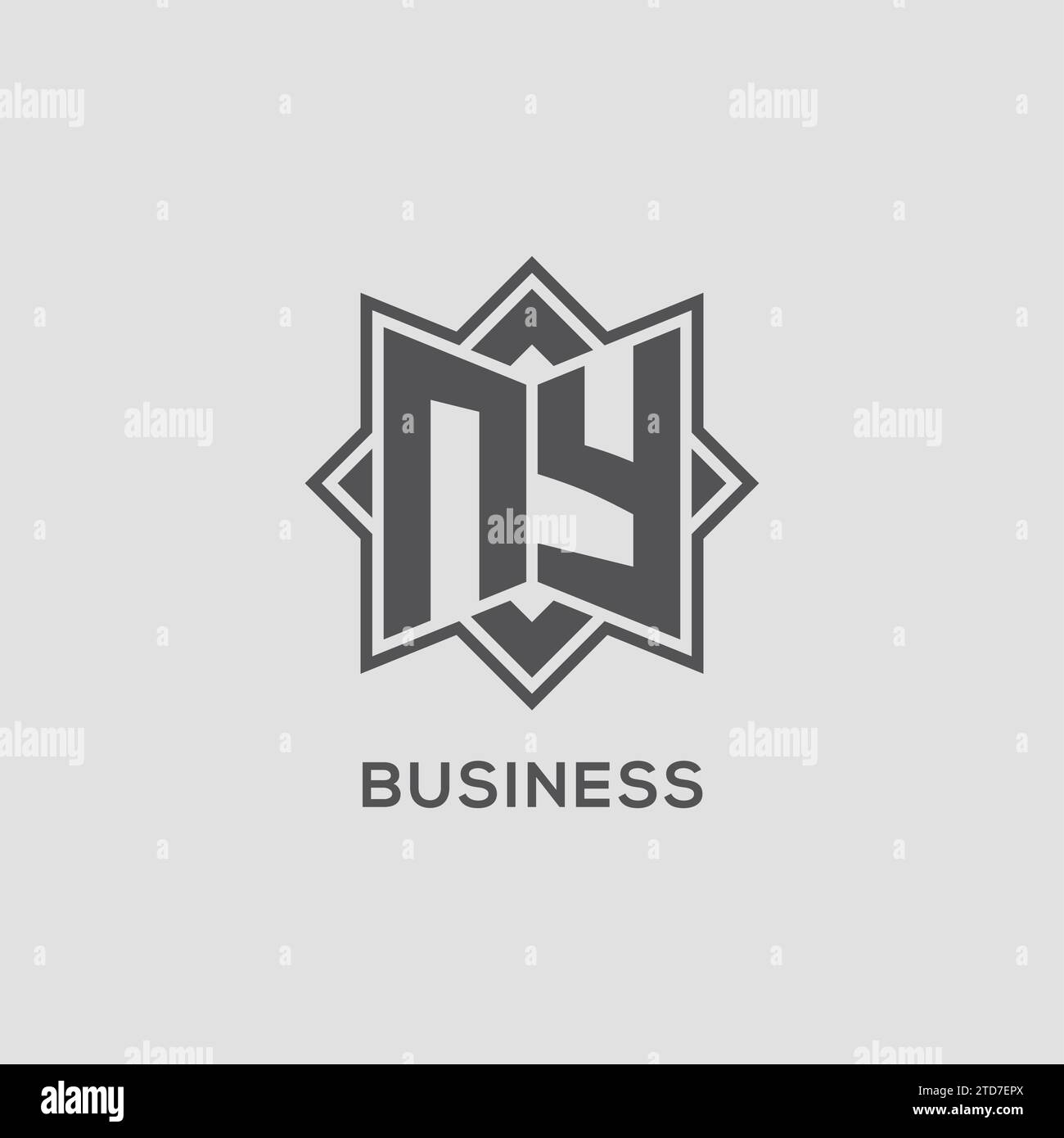 Monogram NY logo with eight point star style design vector graphic ...