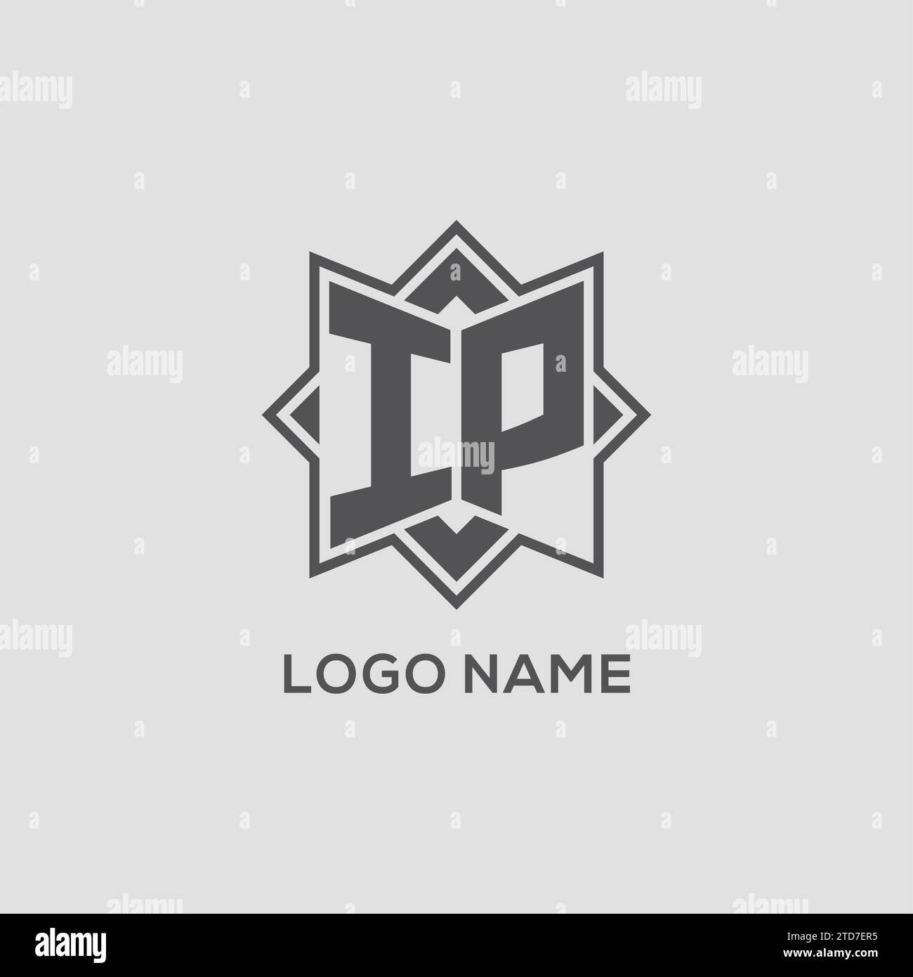 Monogram IP logo with eight point star style design vector graphic ...