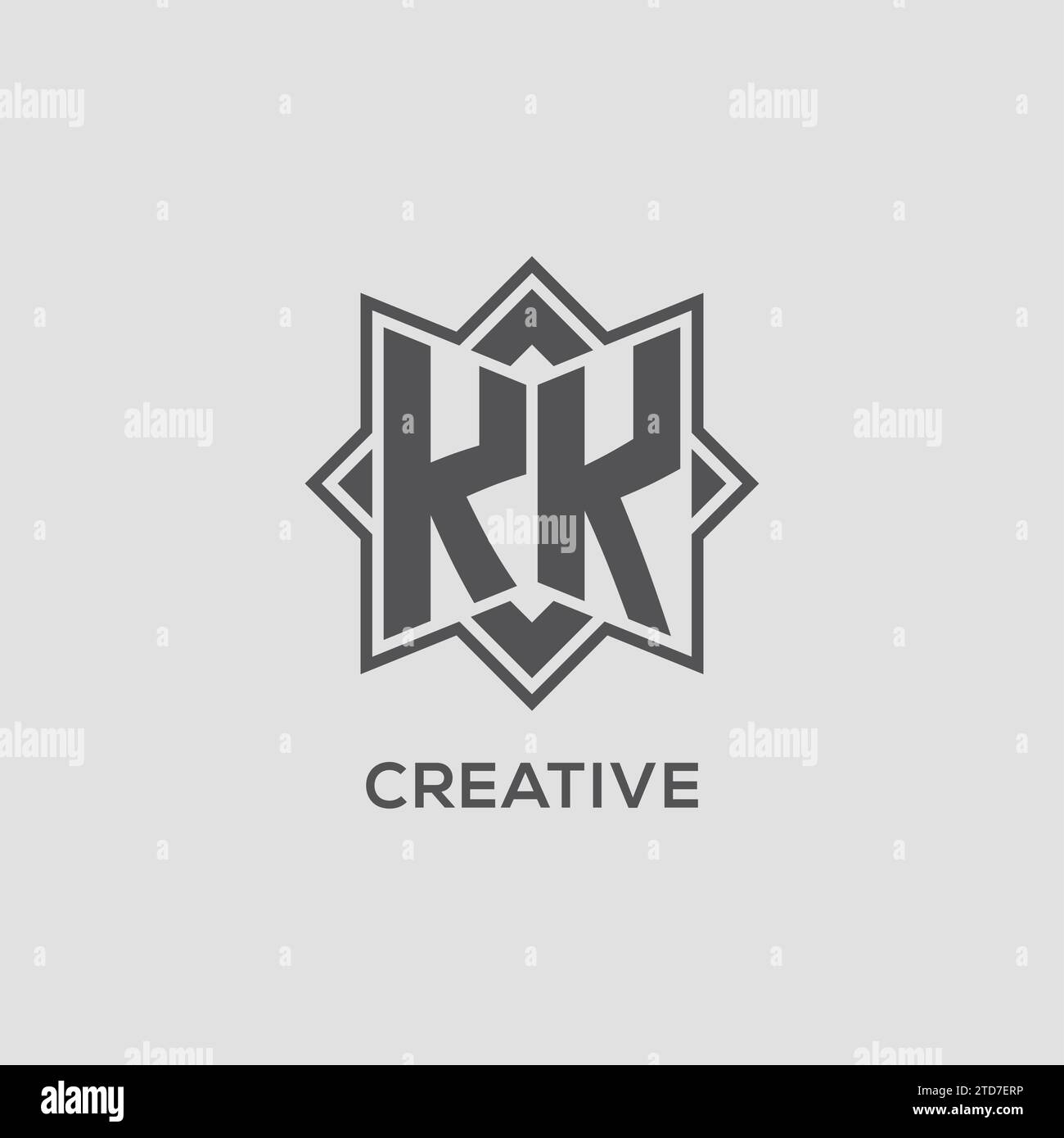 Monogram KK logo with eight point star style design vector graphic ...