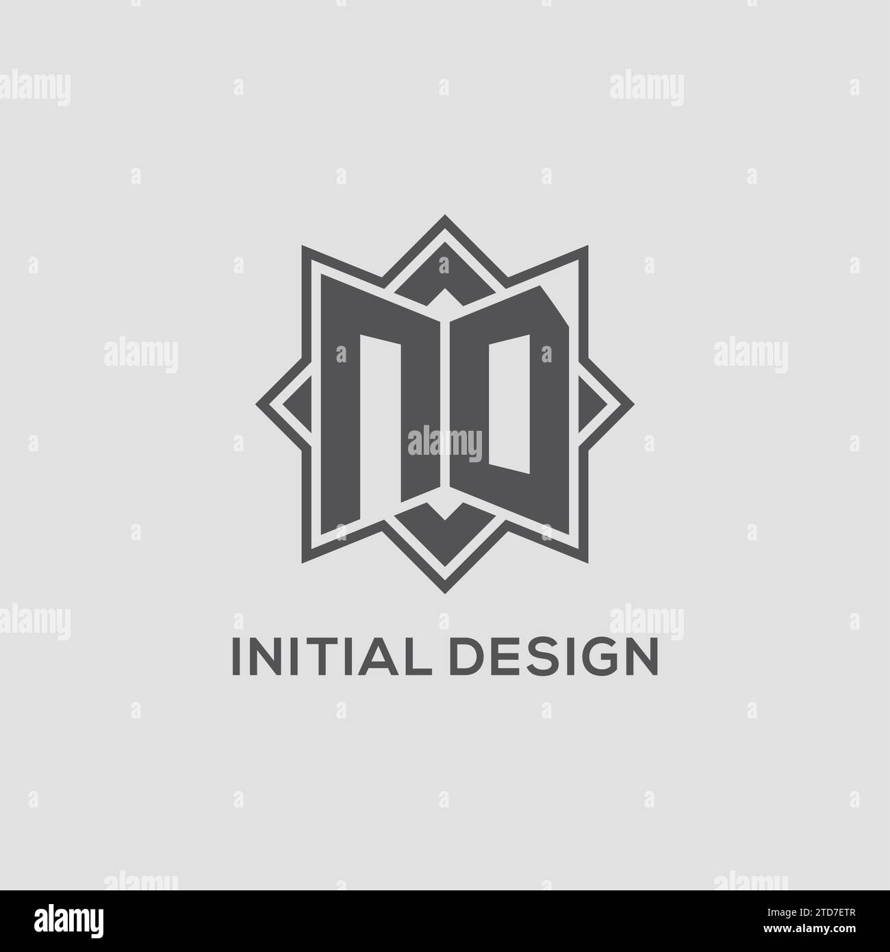 Monogram ND logo with eight point star style design vector graphic ...
