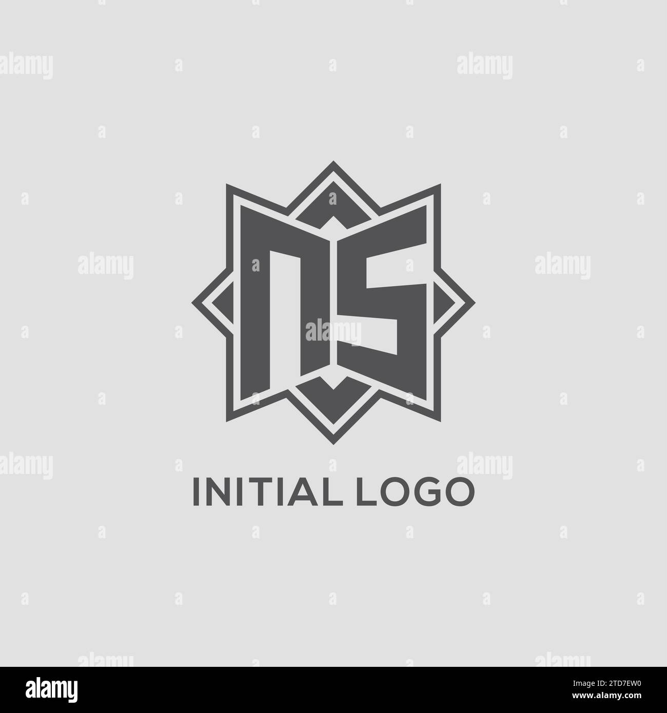 Monogram NS logo with eight point star style design vector graphic ...