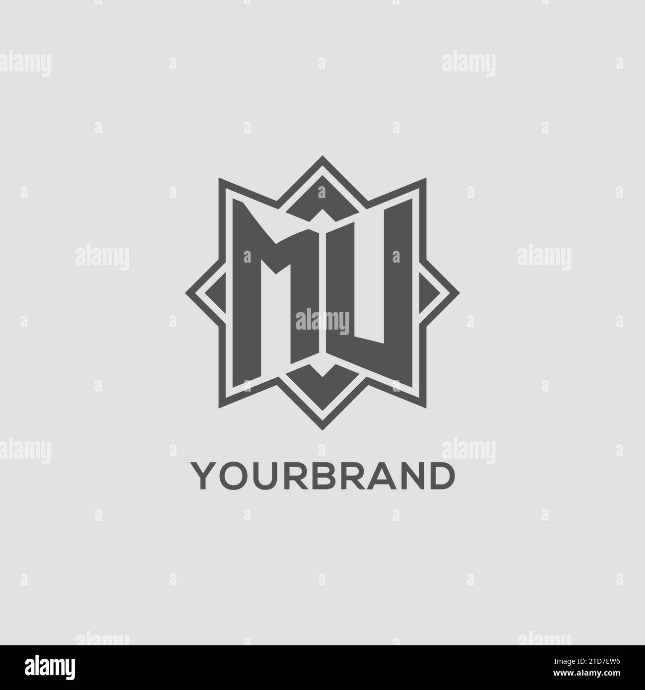 Monogram MU logo with eight point star style design vector graphic ...
