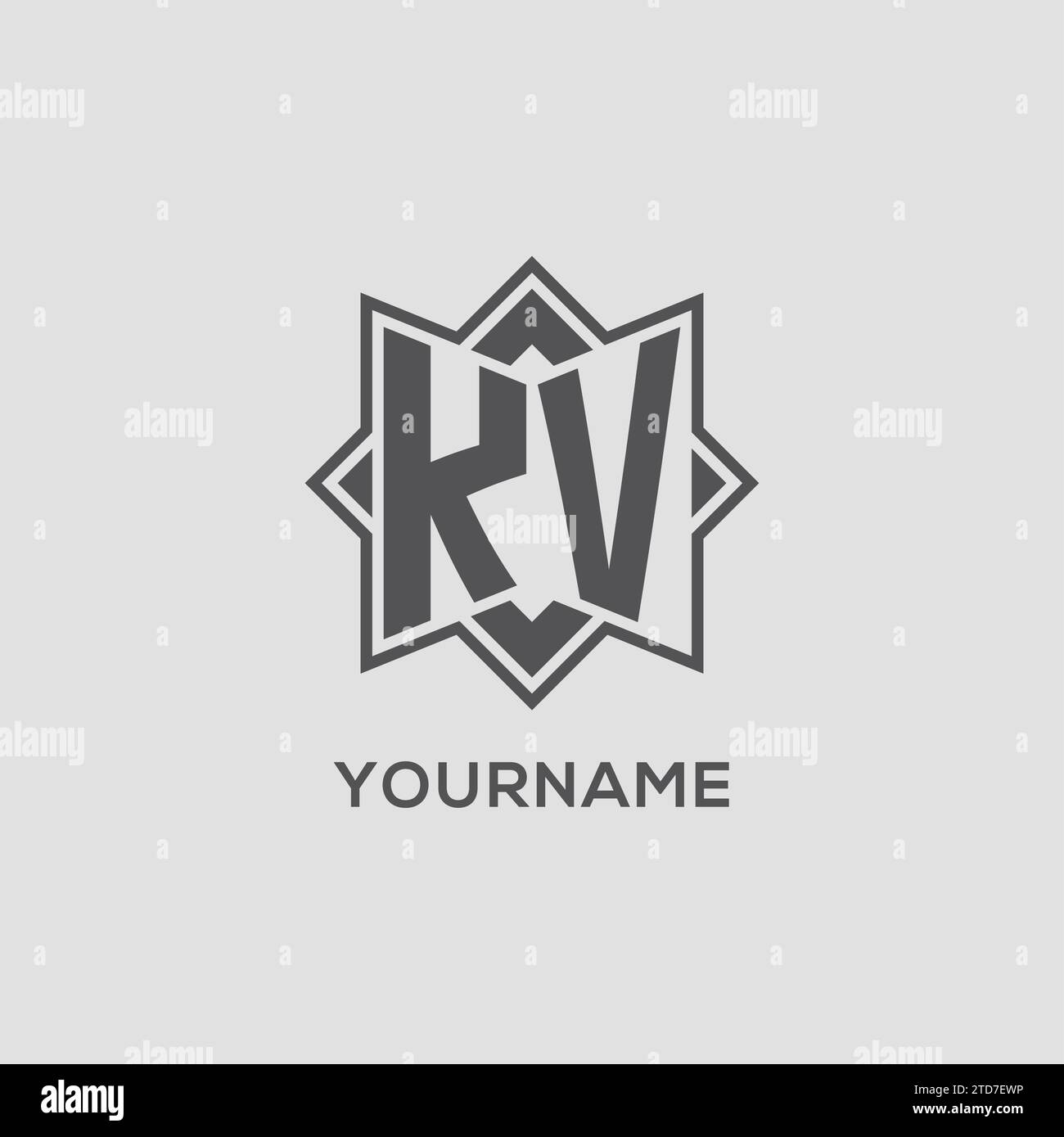 Monogram KV logo with eight point star style design vector graphic ...