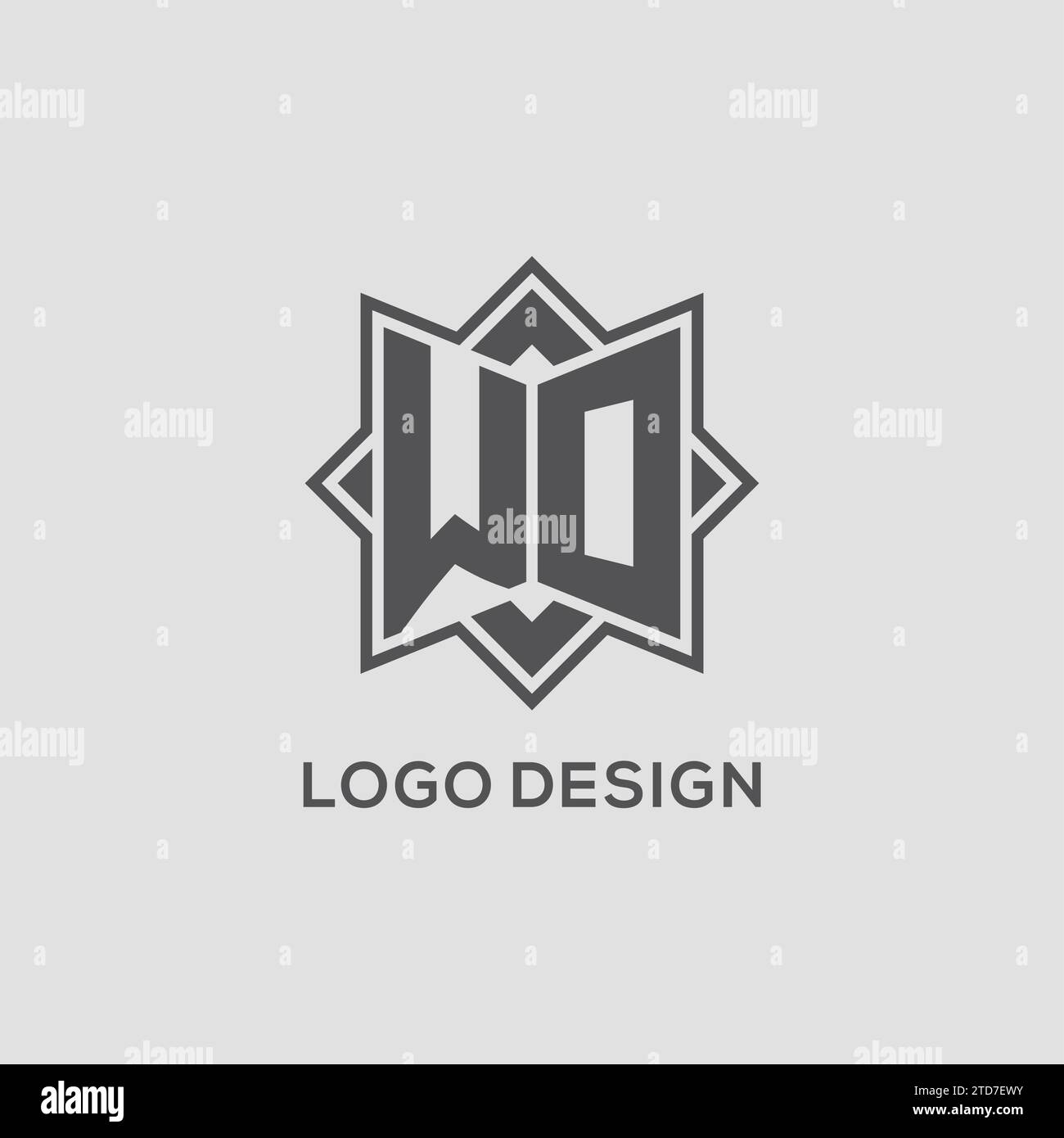 Monogram WO logo with eight point star style design vector graphic ...