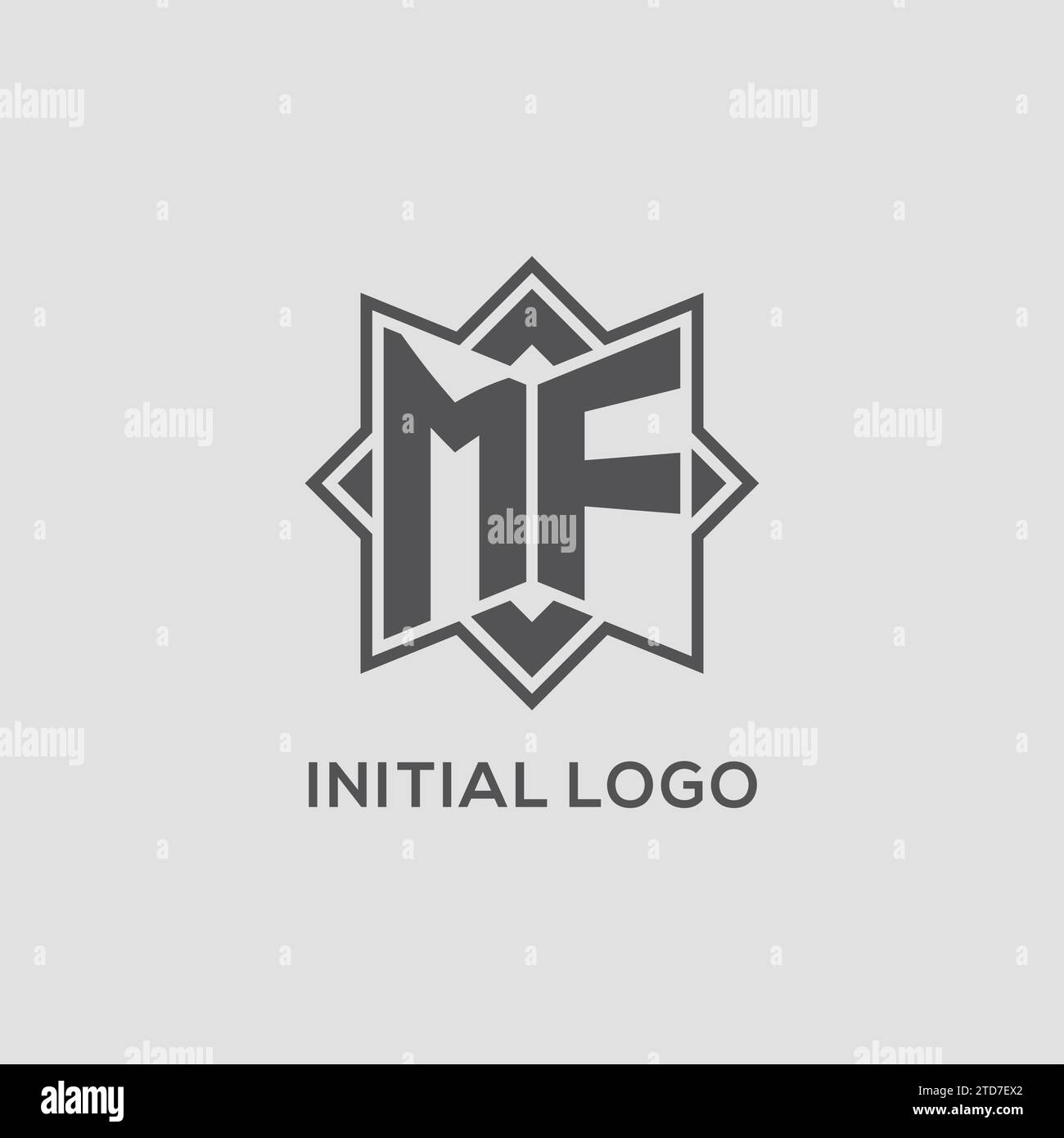 Monogram MF logo with eight point star style design vector graphic ...