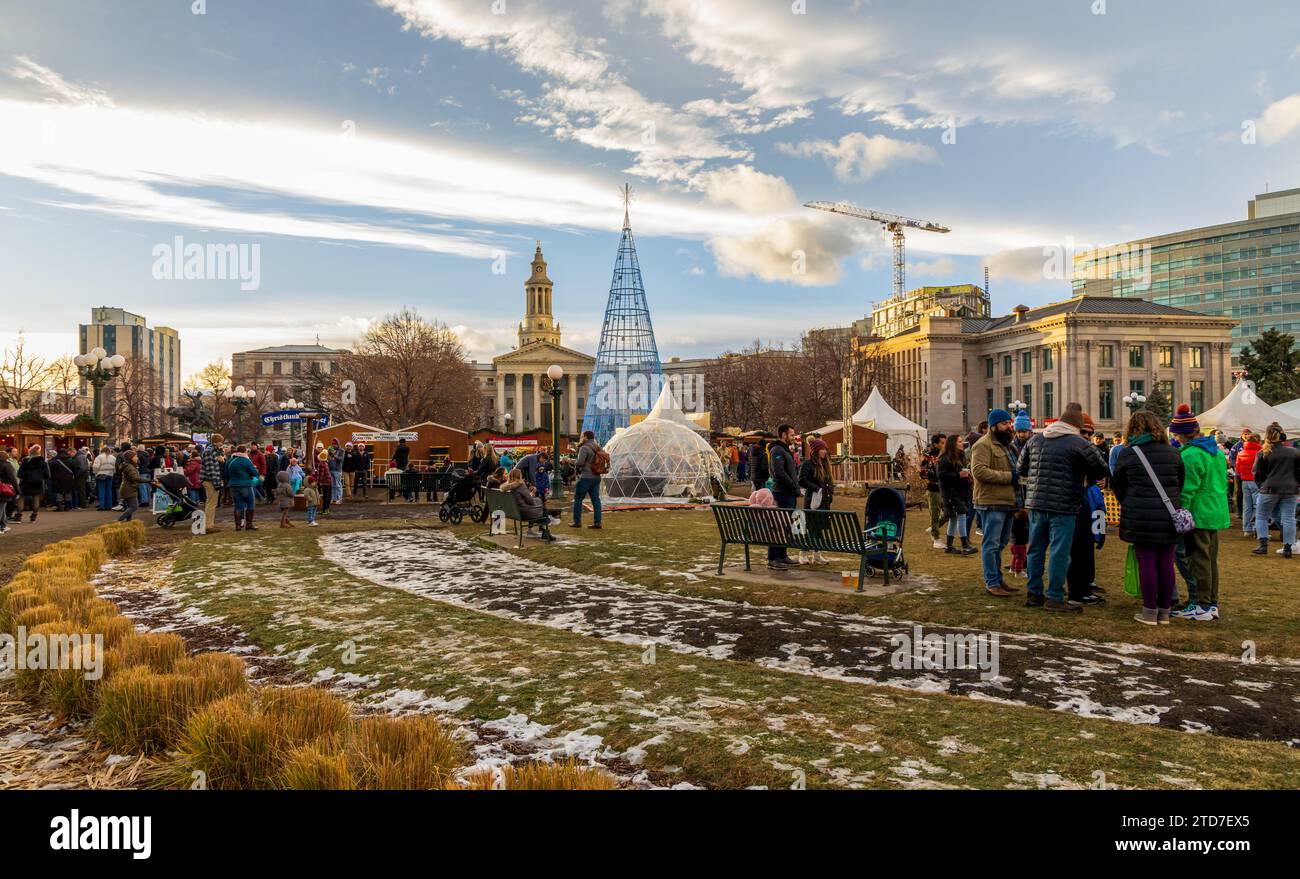 Denver Colorado - December 10, 2023: Christkindl Market at Civic Center ...