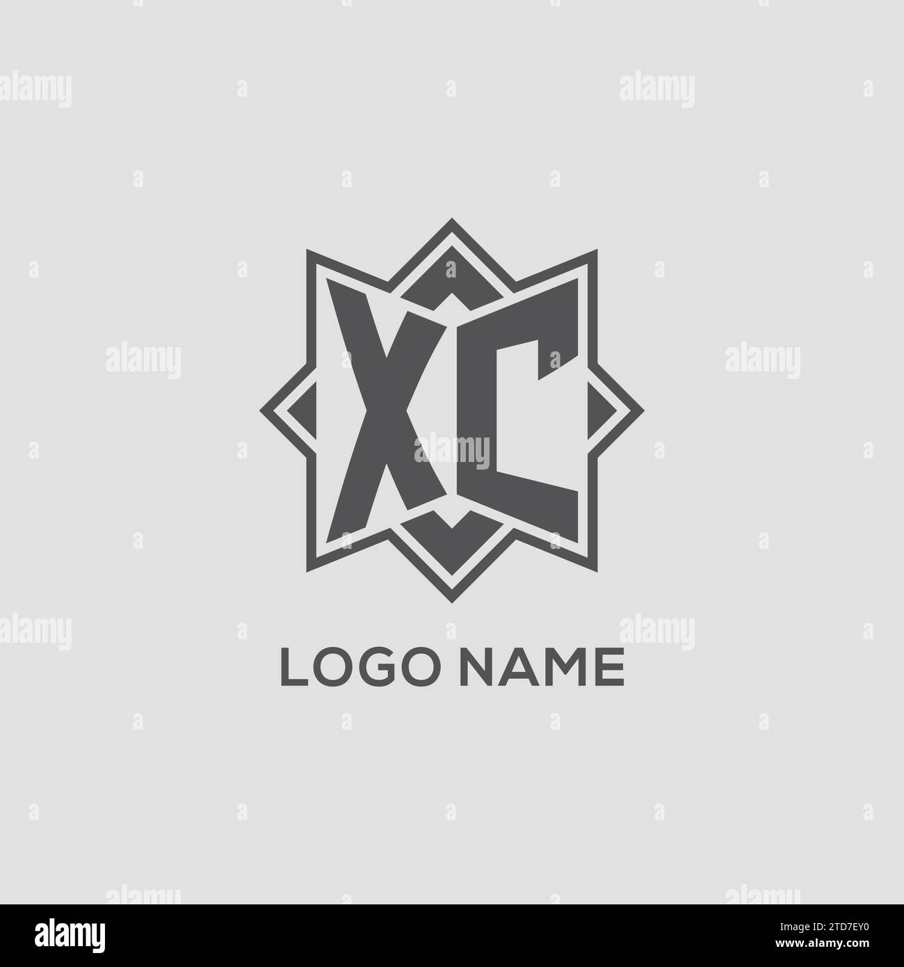Monogram XC logo with eight point star style design vector graphic ...