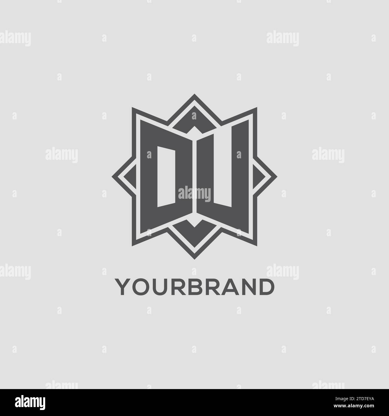 Monogram OU logo with eight point star style design vector graphic ...