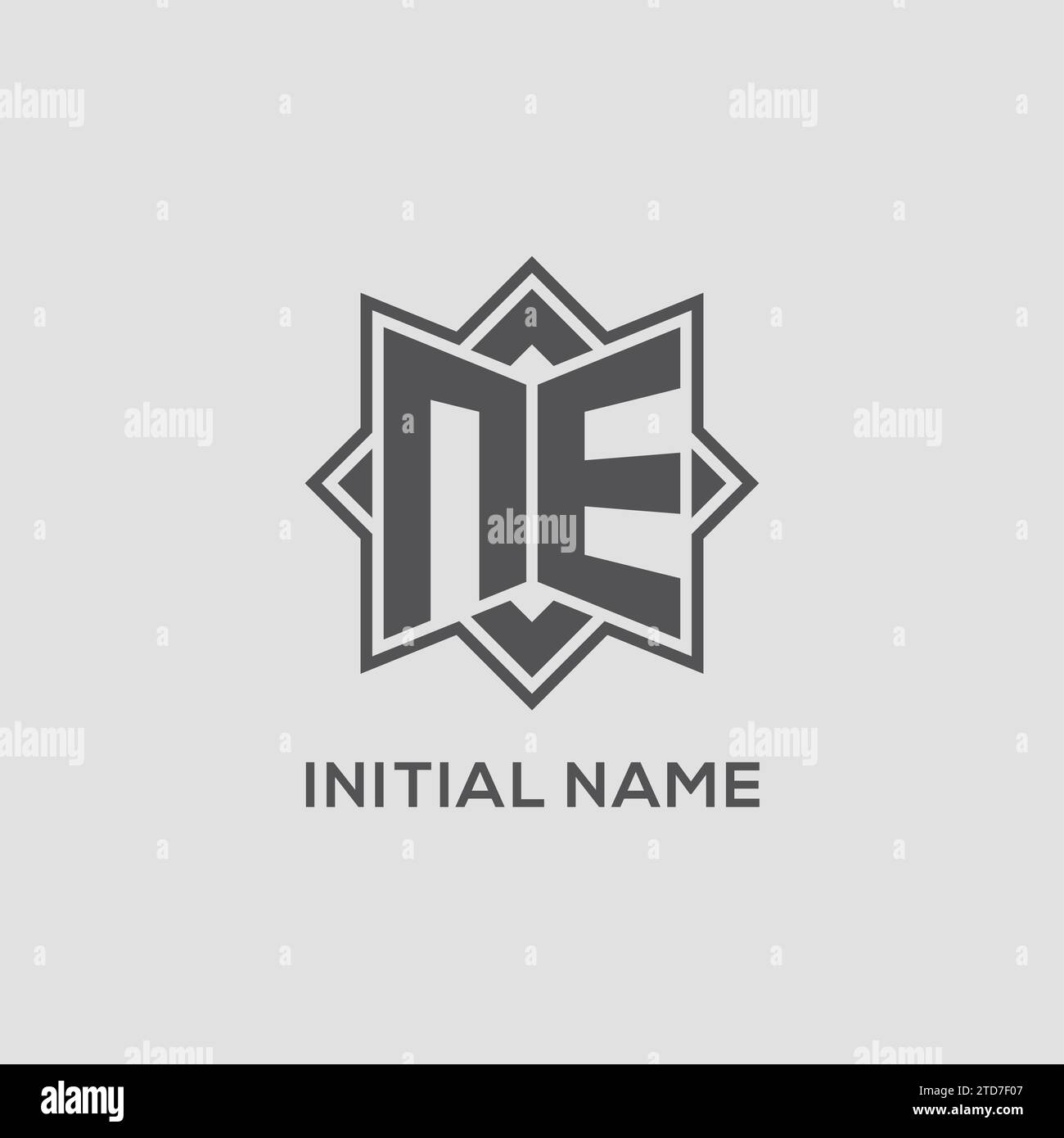 Monogram NE logo with eight point star style design vector graphic ...