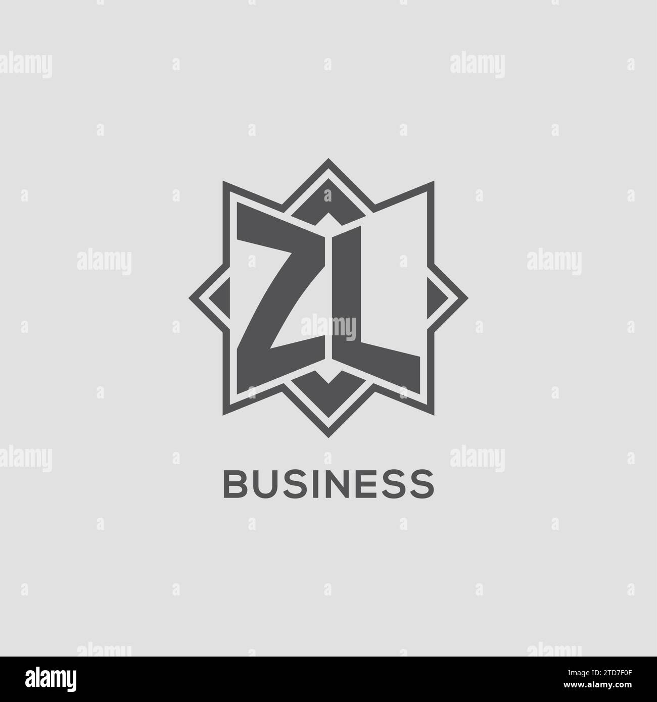 Monogram ZL logo with eight point star style design vector graphic ...