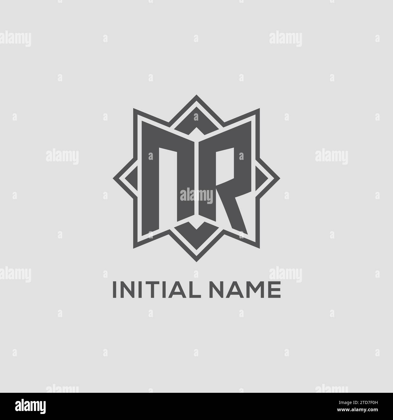 Monogram NR logo with eight point star style design vector graphic ...