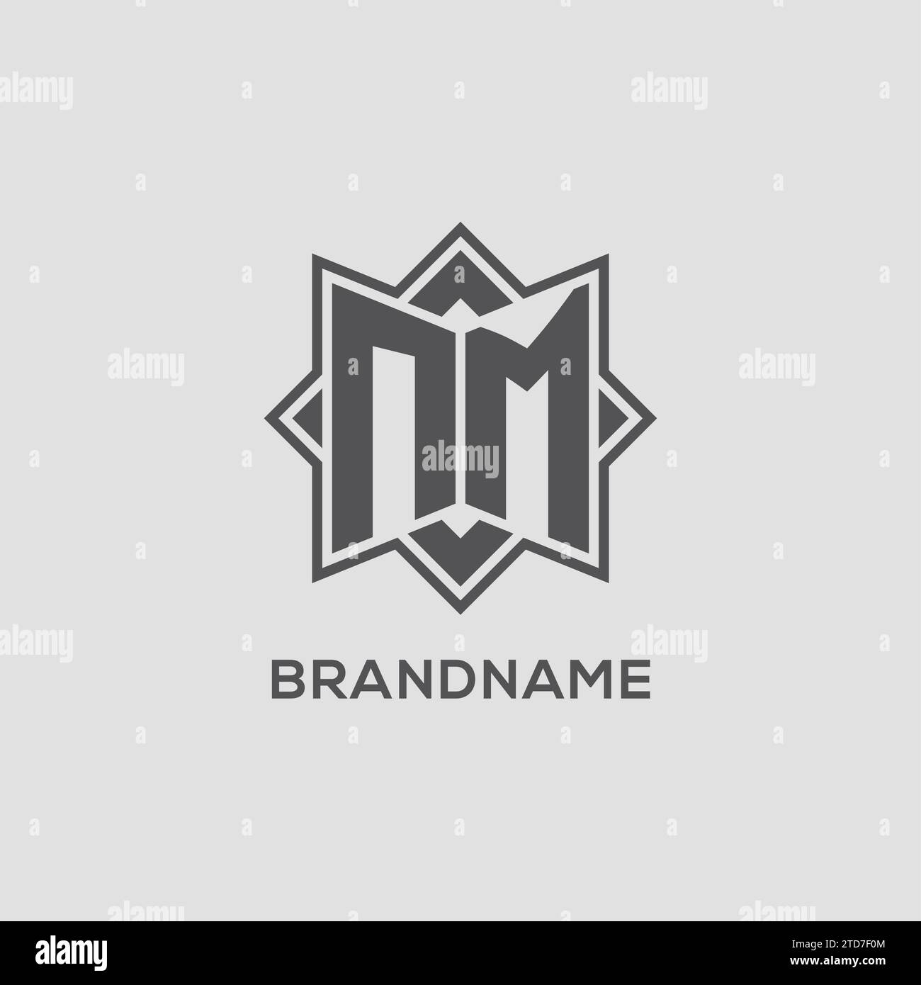 Monogram NM logo with eight point star style design vector graphic ...