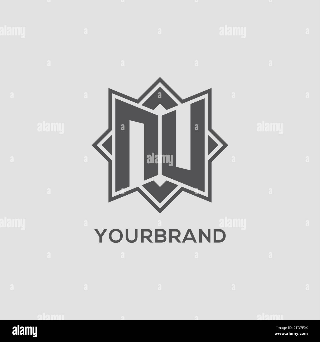 Monogram NU logo with eight point star style design vector graphic ...
