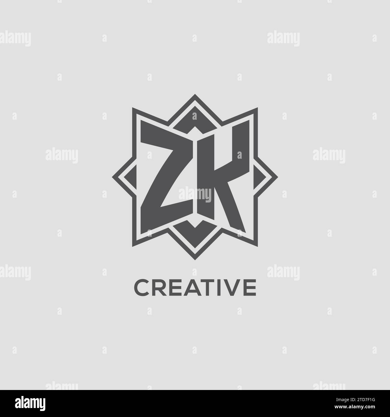 Monogram ZK logo with eight point star style design vector graphic ...