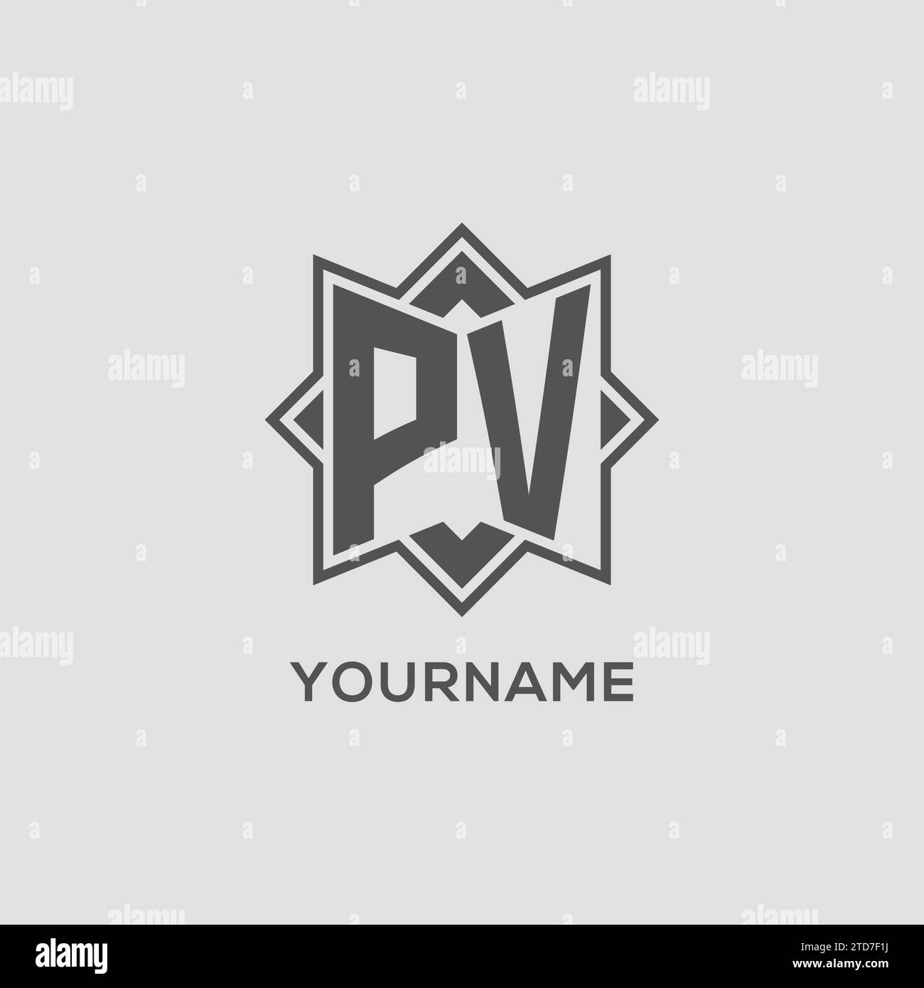 Monogram PV logo with eight point star style design vector graphic ...