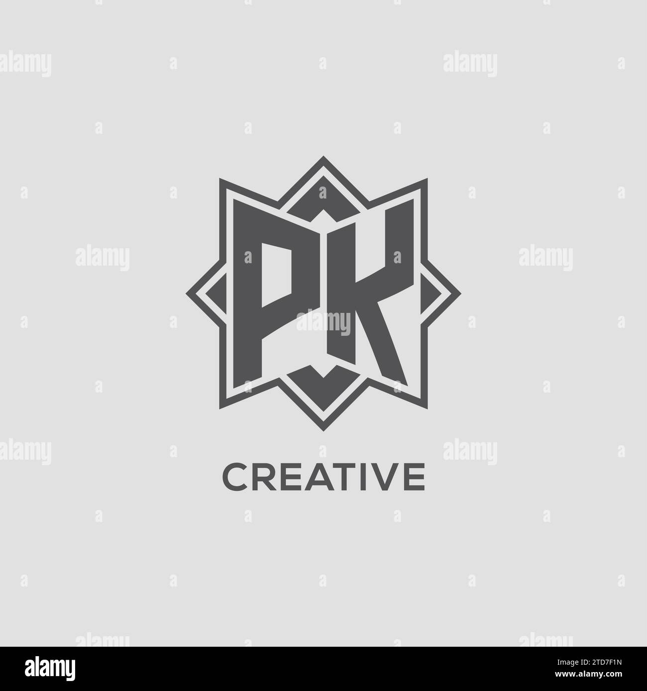 Monogram PK logo with eight point star style design vector graphic ...