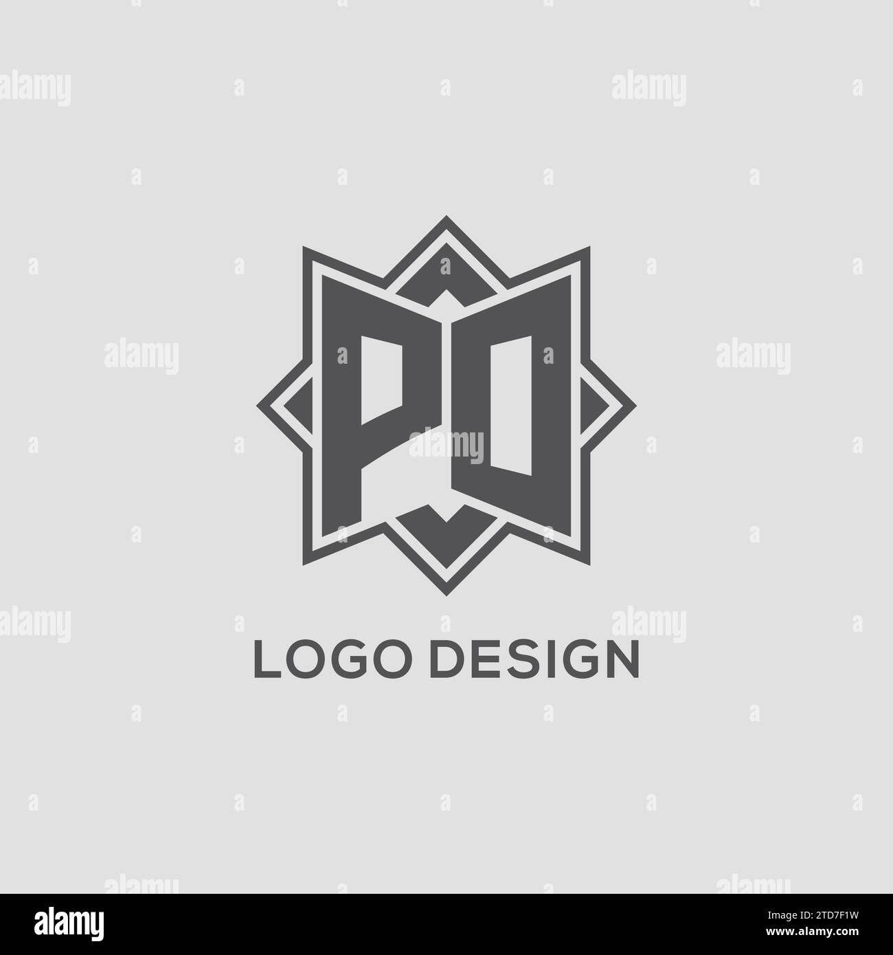 Monogram PO logo with eight point star style design vector graphic ...