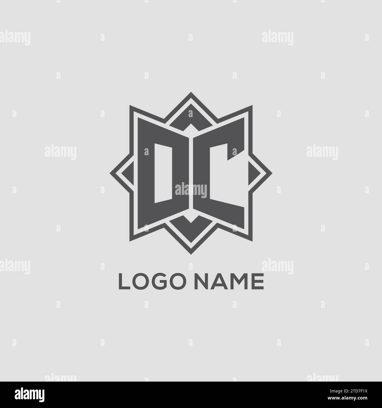 Monogram OC logo with eight point star style design vector graphic ...