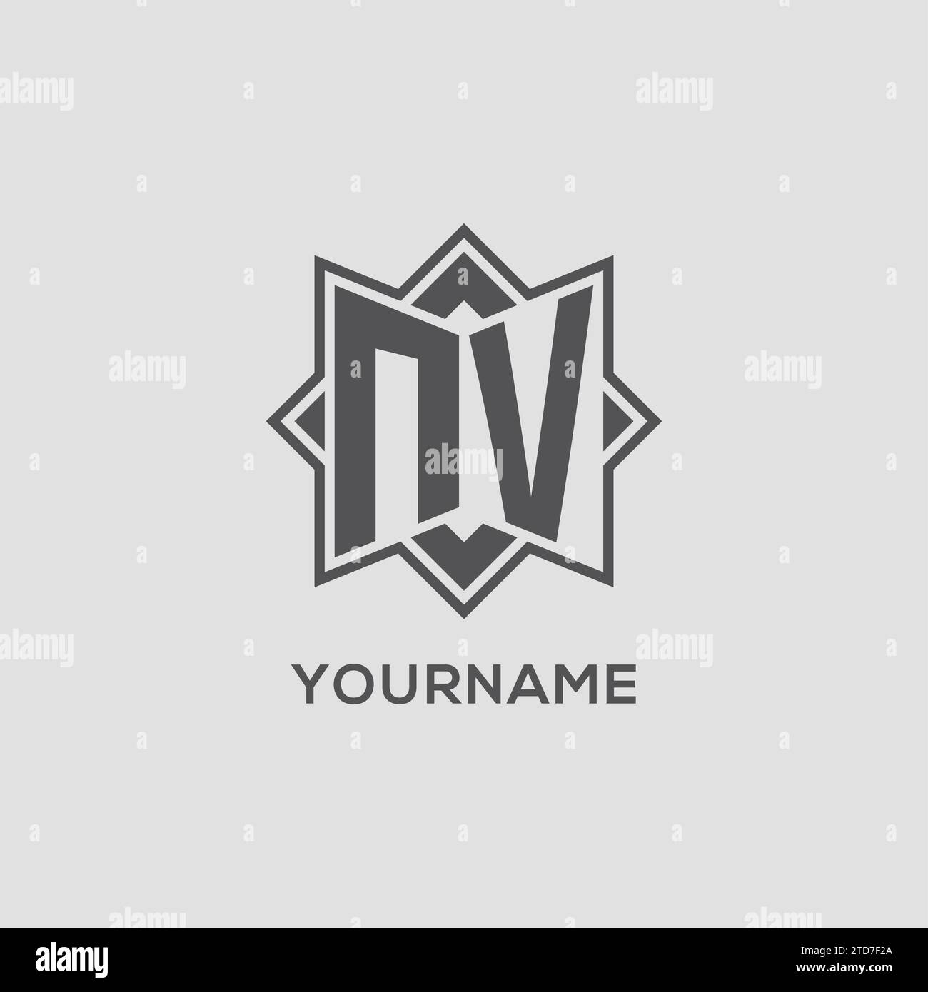 Monogram NV logo with eight point star style design vector graphic ...