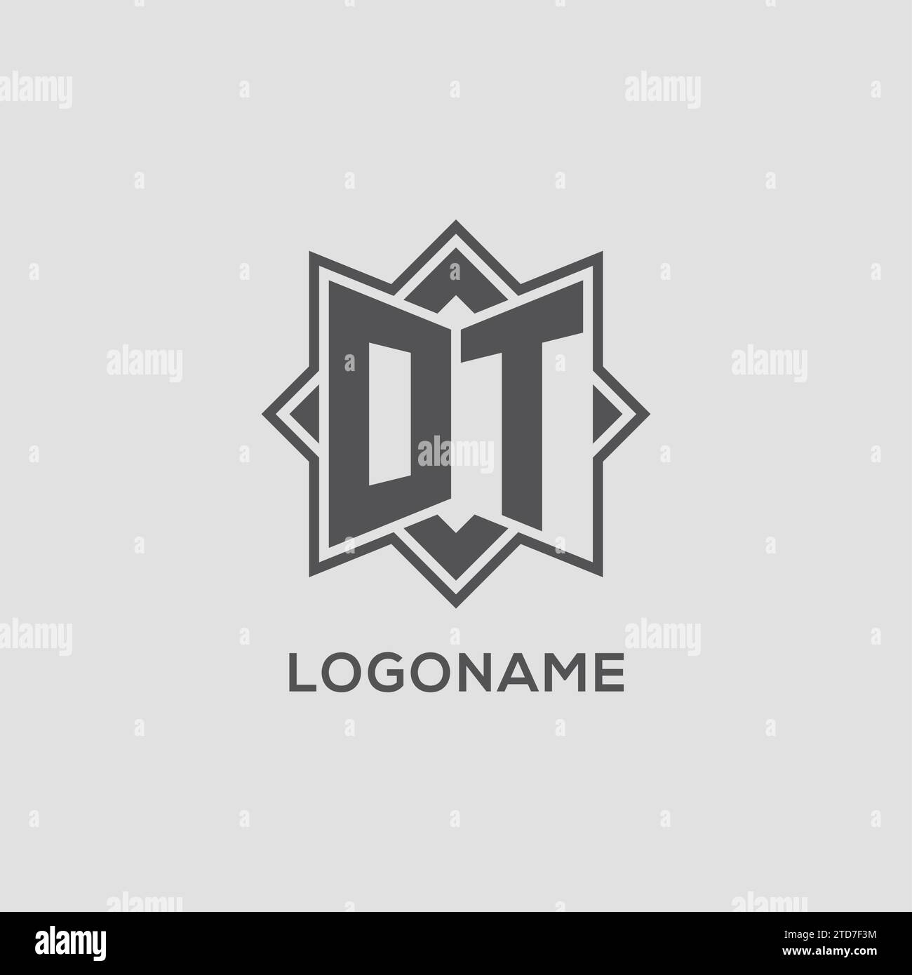 Monogram OT logo with eight point star style design vector graphic ...