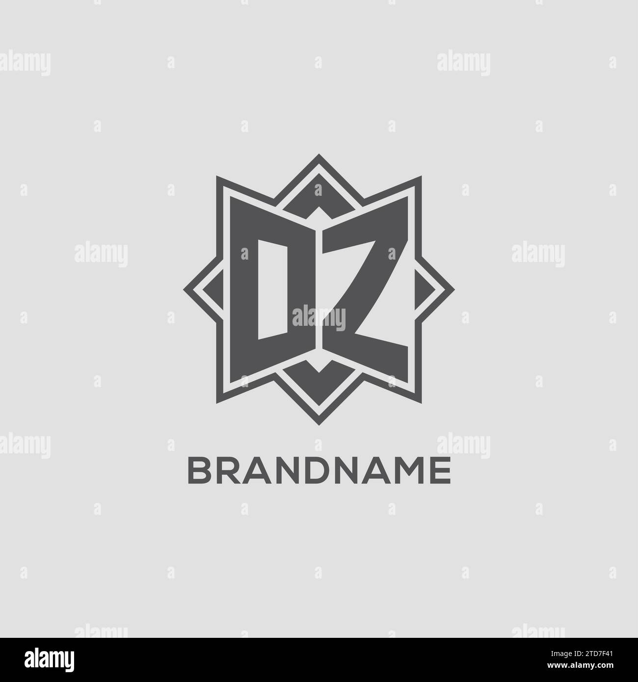 Monogram OZ logo with eight point star style design vector graphic ...