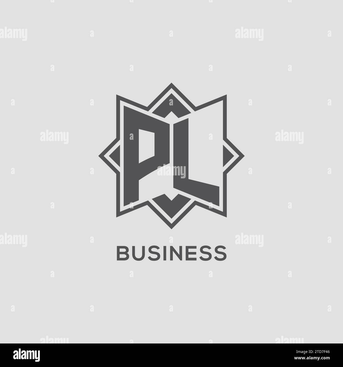 Monogram PL logo with eight point star style design vector graphic ...