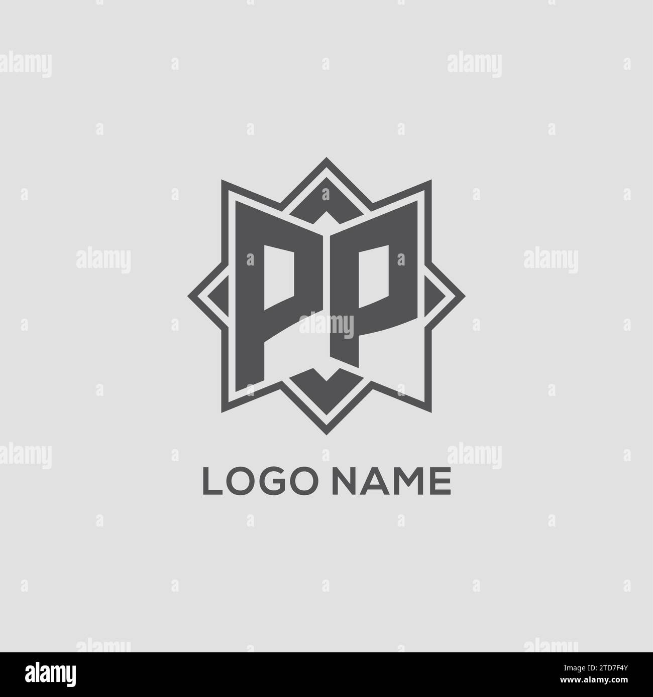 Monogram PP logo with eight point star style design vector graphic ...