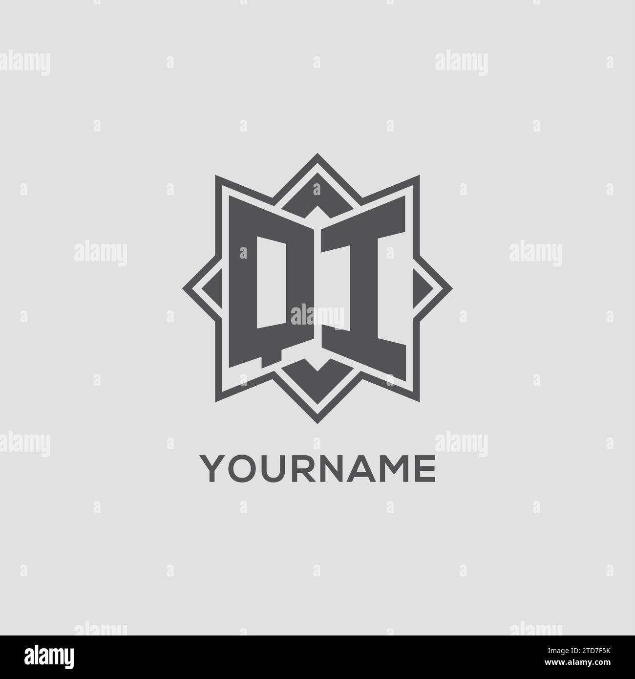 Monogram QI logo with eight point star style design vector graphic ...