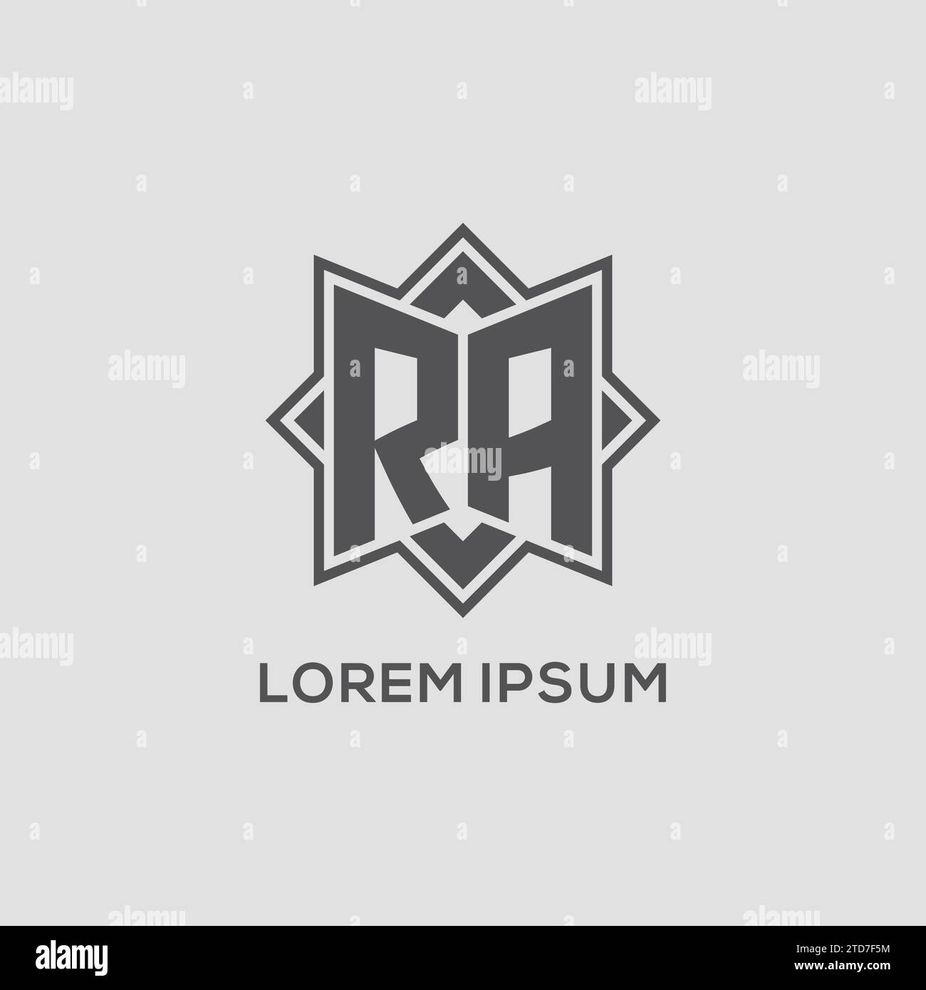 Monogram RA logo with eight point star style design vector graphic ...