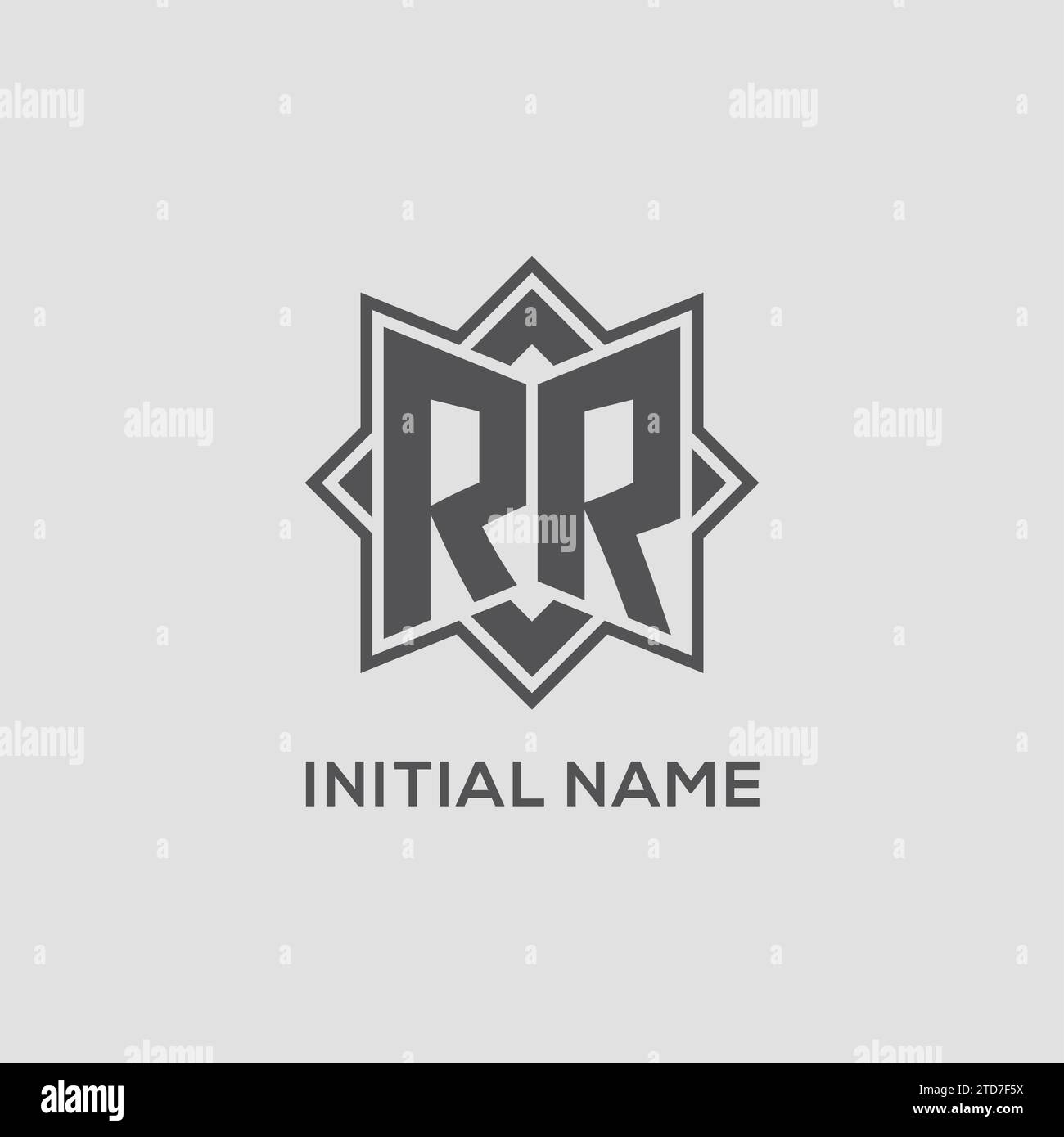 Monogram RR logo with eight point star style design vector graphic ...
