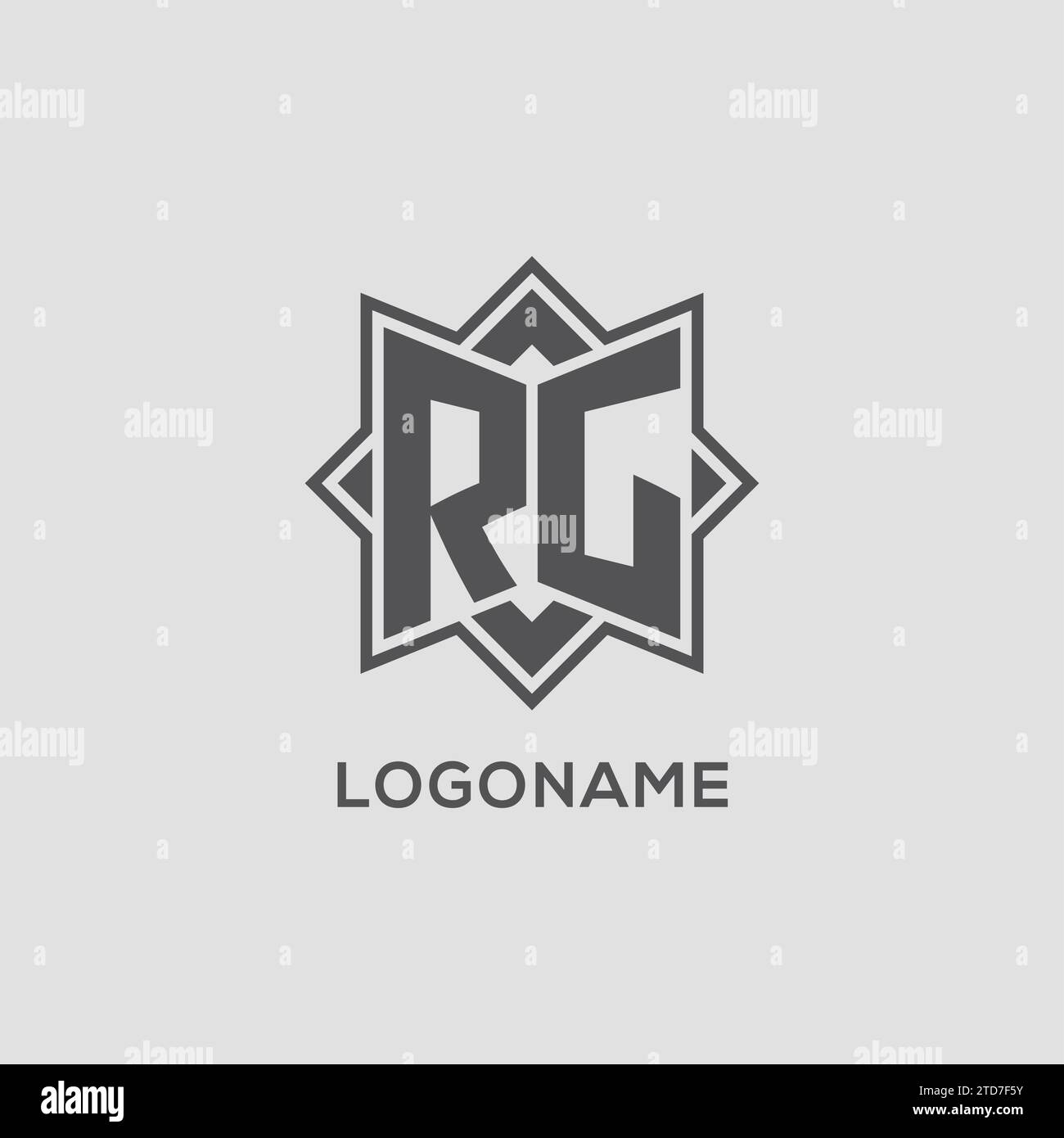 Monogram RG logo with eight point star style design vector graphic ...