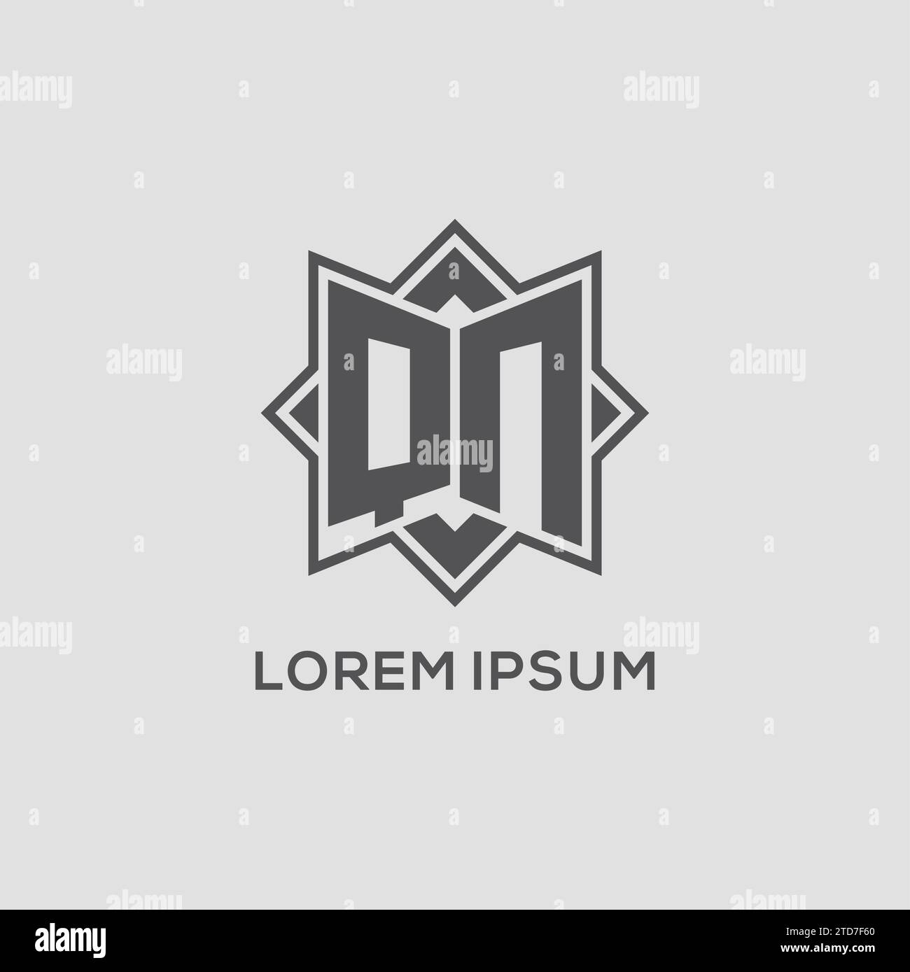 Monogram QN logo with eight point star style design vector graphic ...