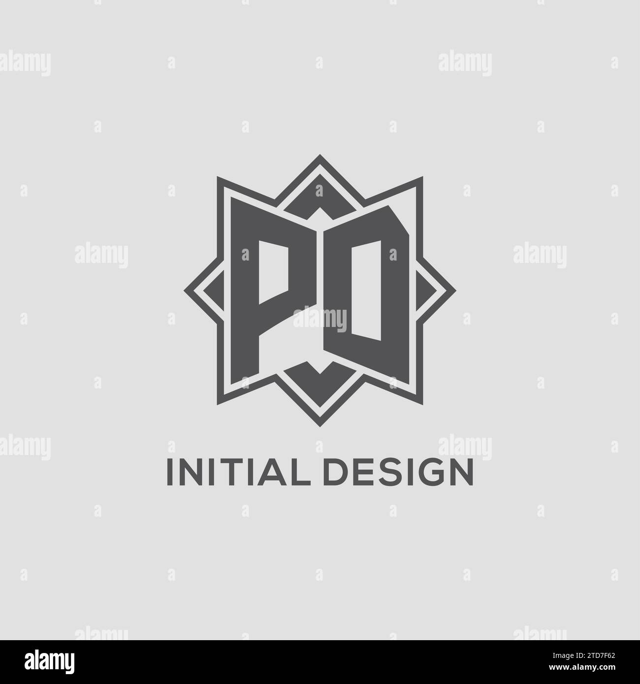 Monogram PD logo with eight point star style design vector graphic ...
