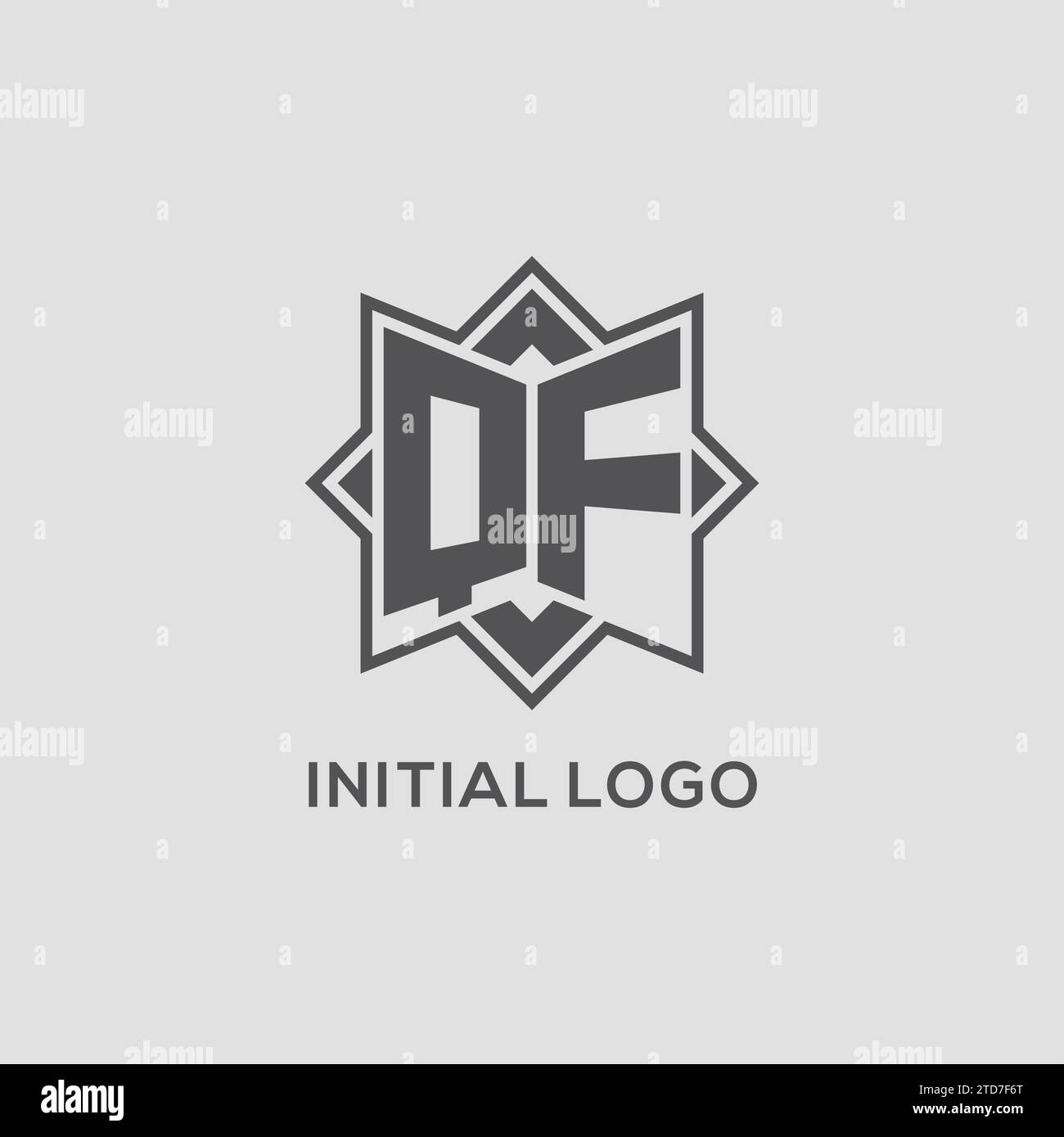 Monogram QF logo with eight point star style design vector graphic ...