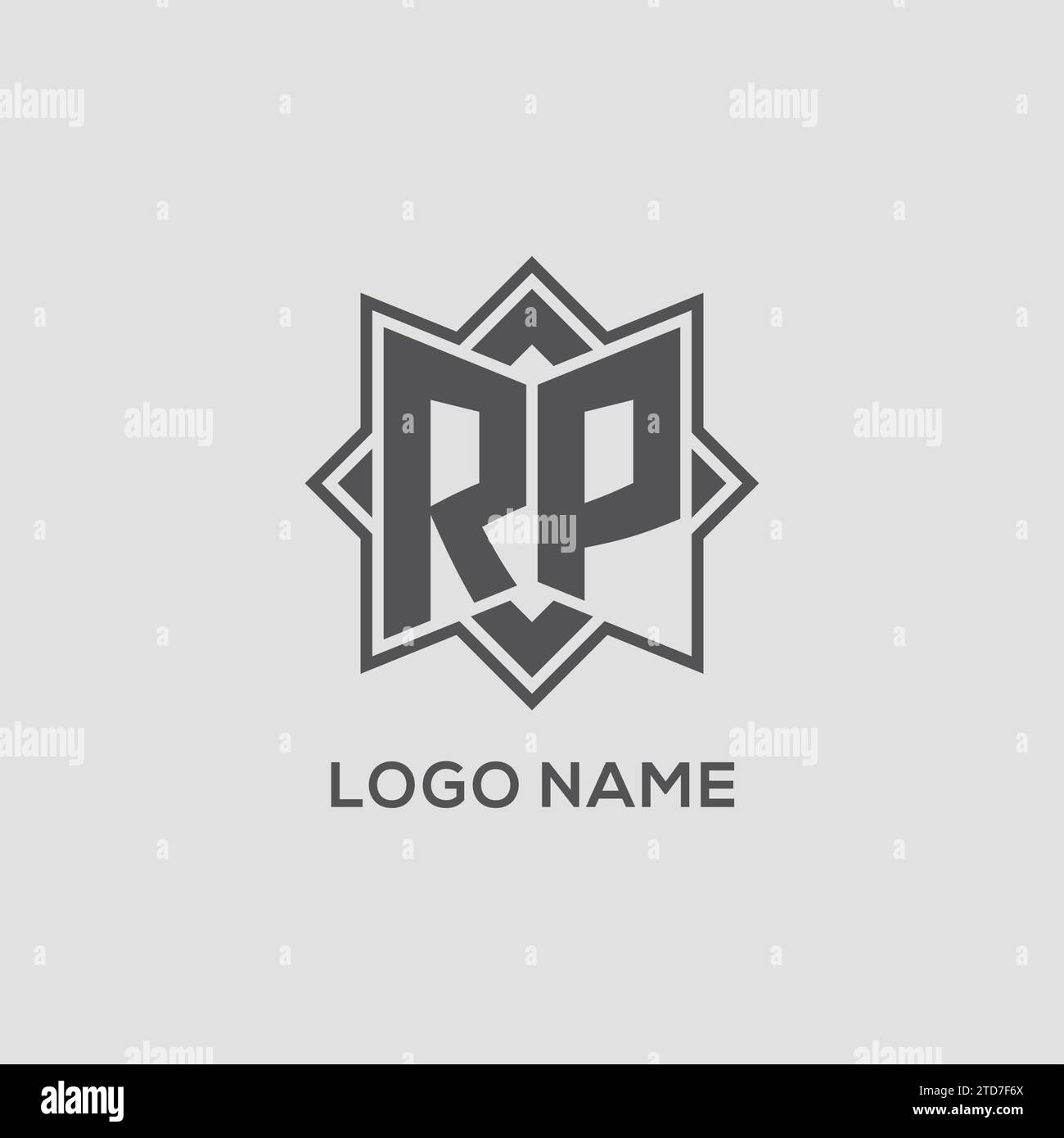 Monogram RP logo with eight point star style design vector graphic Stock Vector Image & Art - Alamy