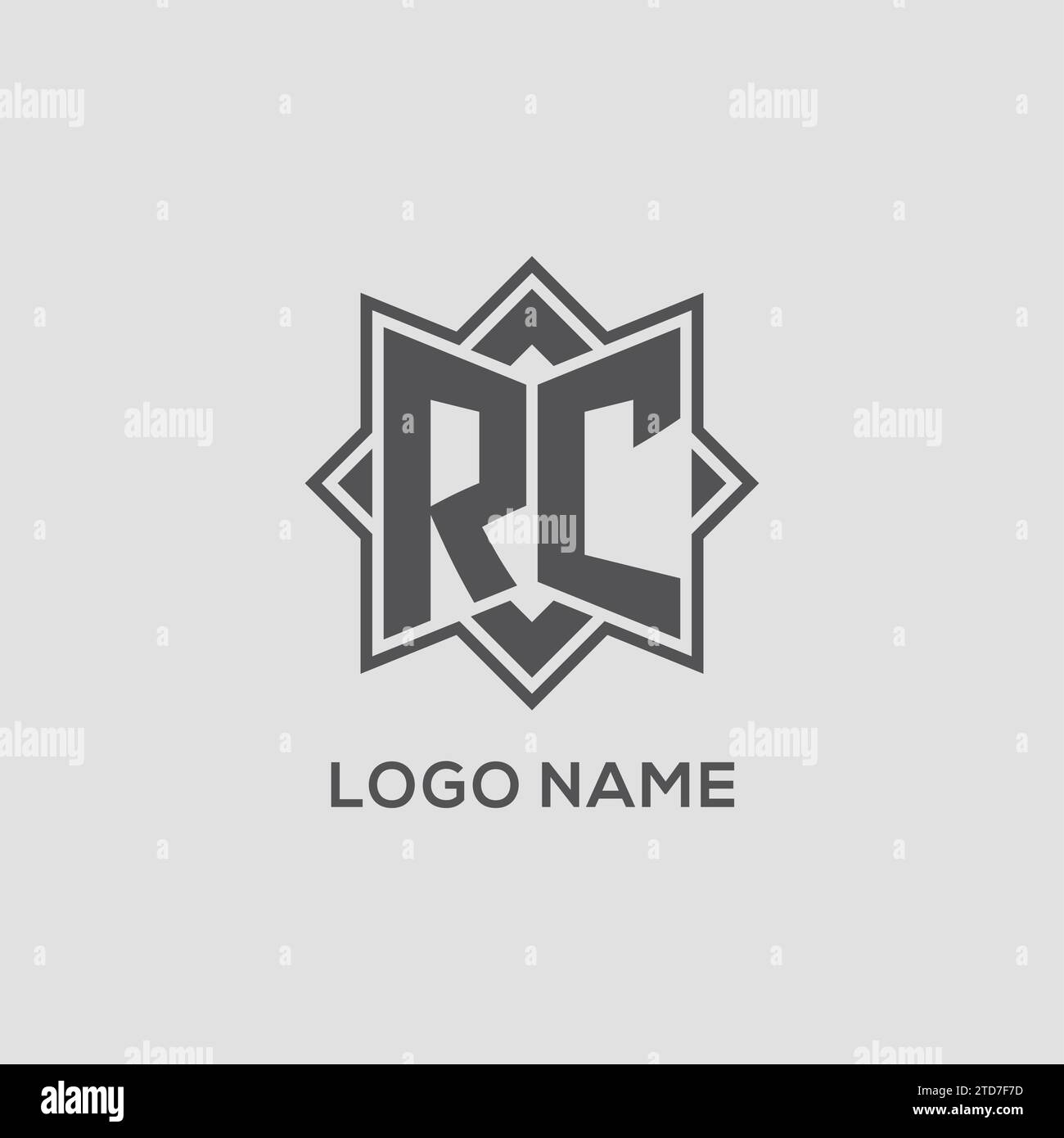 Monogram RC logo with eight point star style design vector graphic Stock Vector Image & Art - Alamy