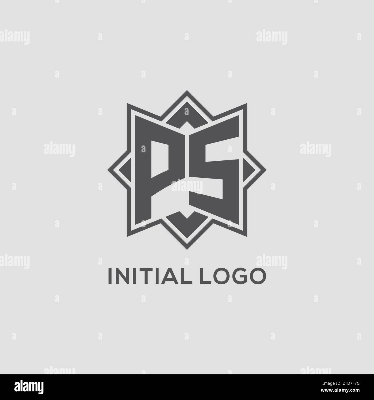Monogram PS logo with eight point star style design vector graphic ...