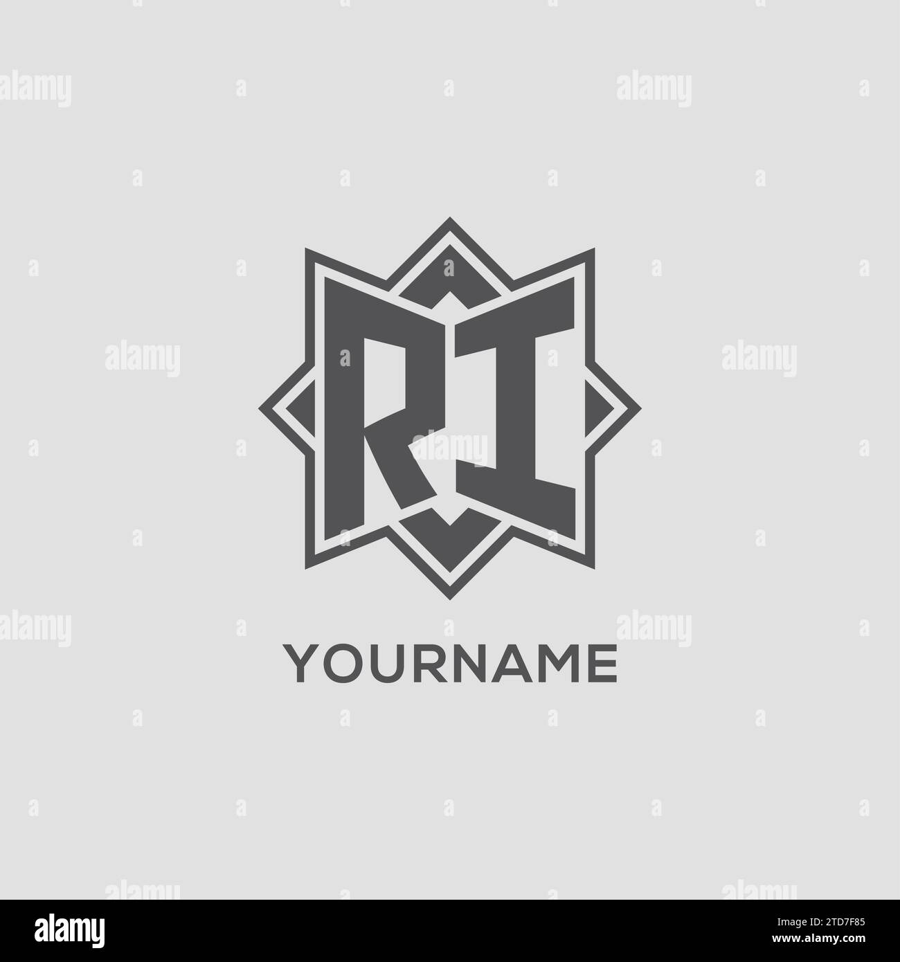 Monogram RI logo with eight point star style design vector graphic ...