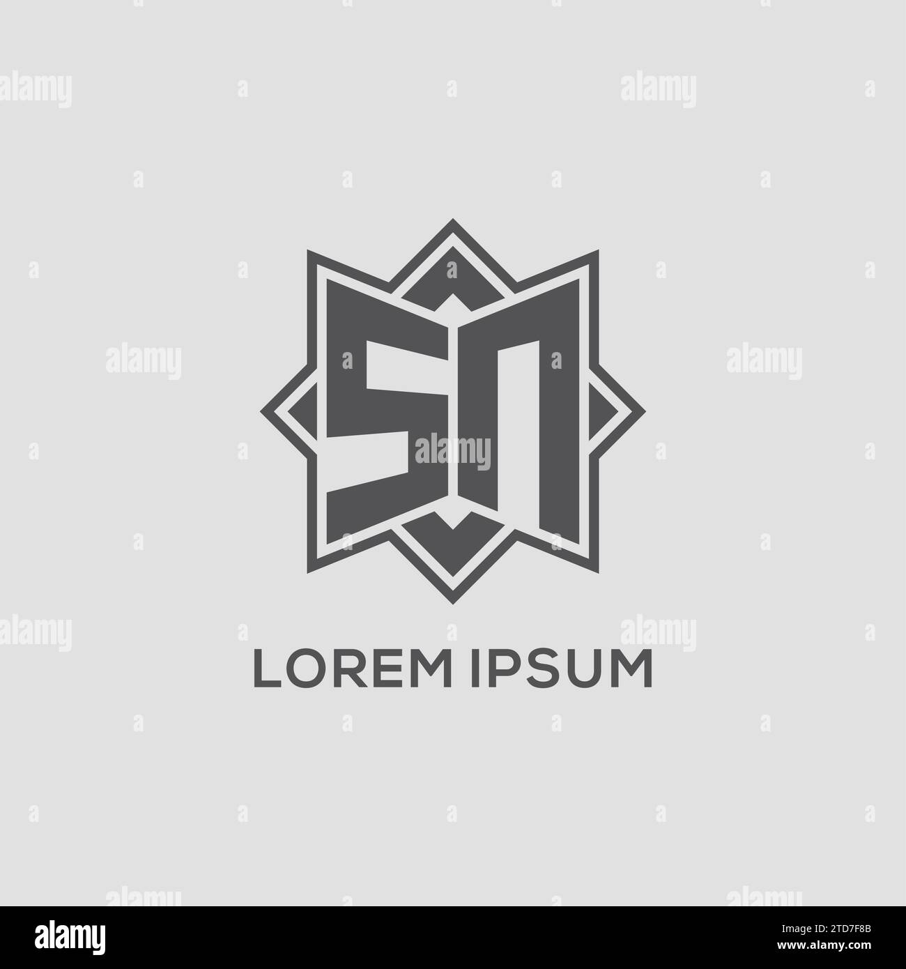 Monogram SN logo with eight point star style design vector graphic ...