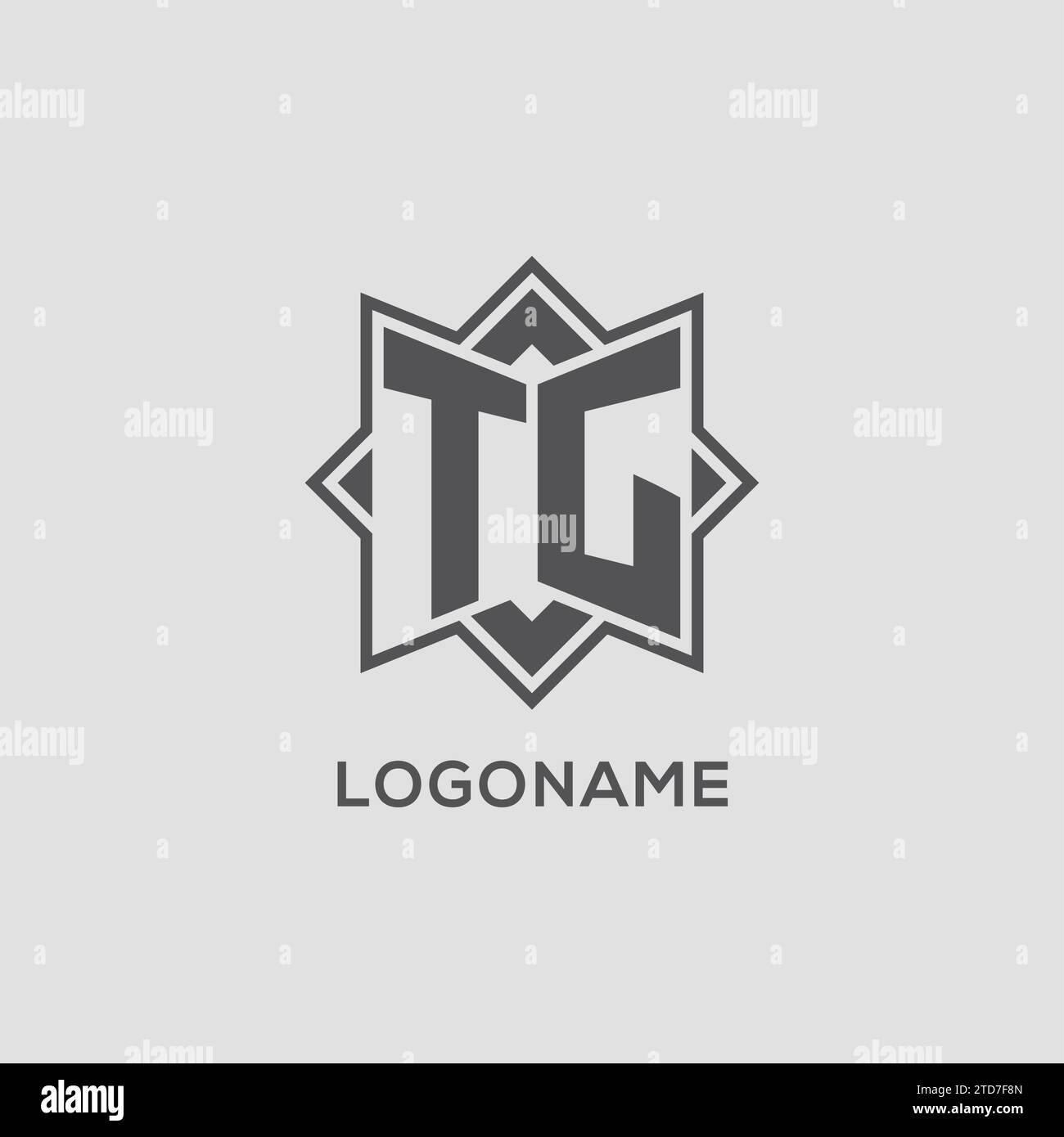 Monogram TG logo with eight point star style design vector graphic ...