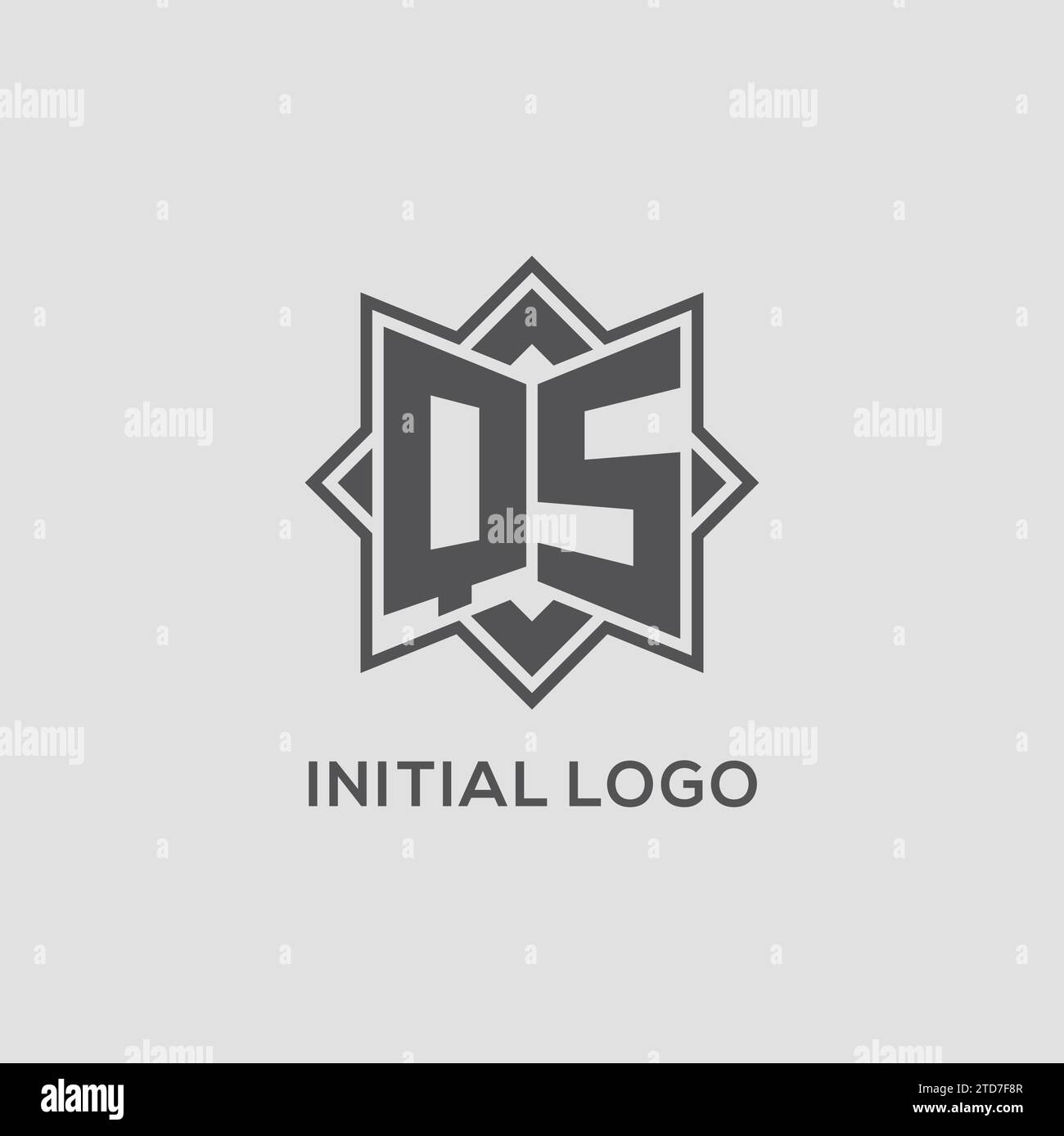 Monogram QS logo with eight point star style design vector graphic ...