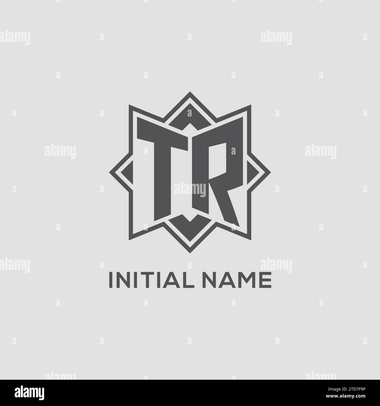 Monogram TR logo with eight point star style design vector graphic ...