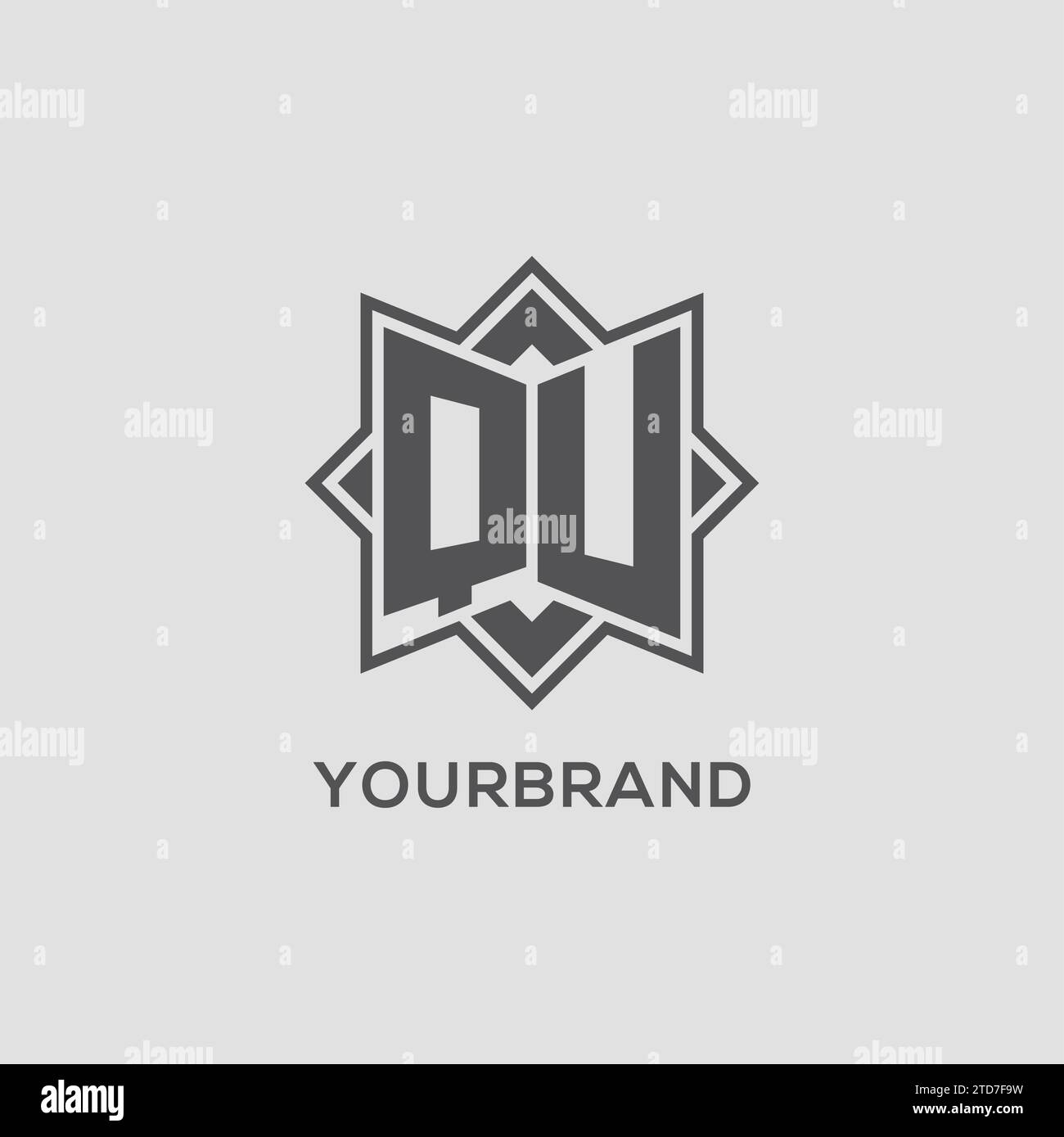 Monogram QU logo with eight point star style design vector graphic ...