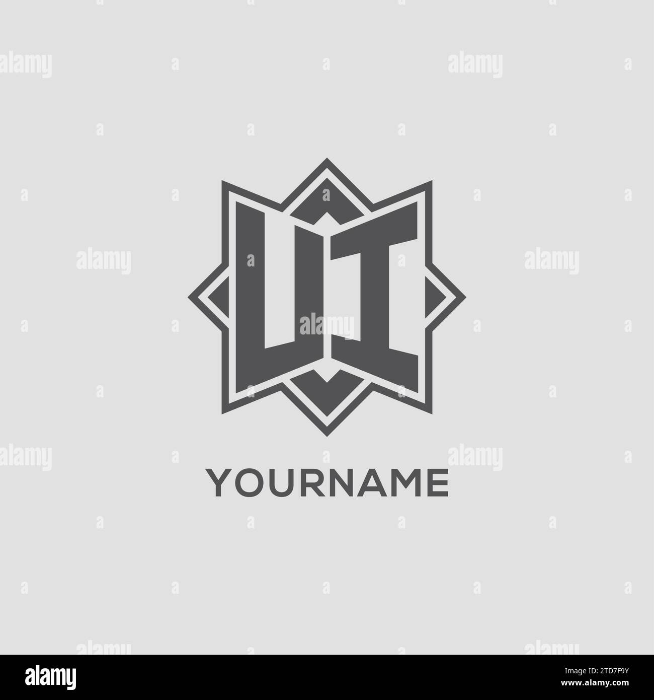 Monogram UI logo with eight point star style design vector graphic ...