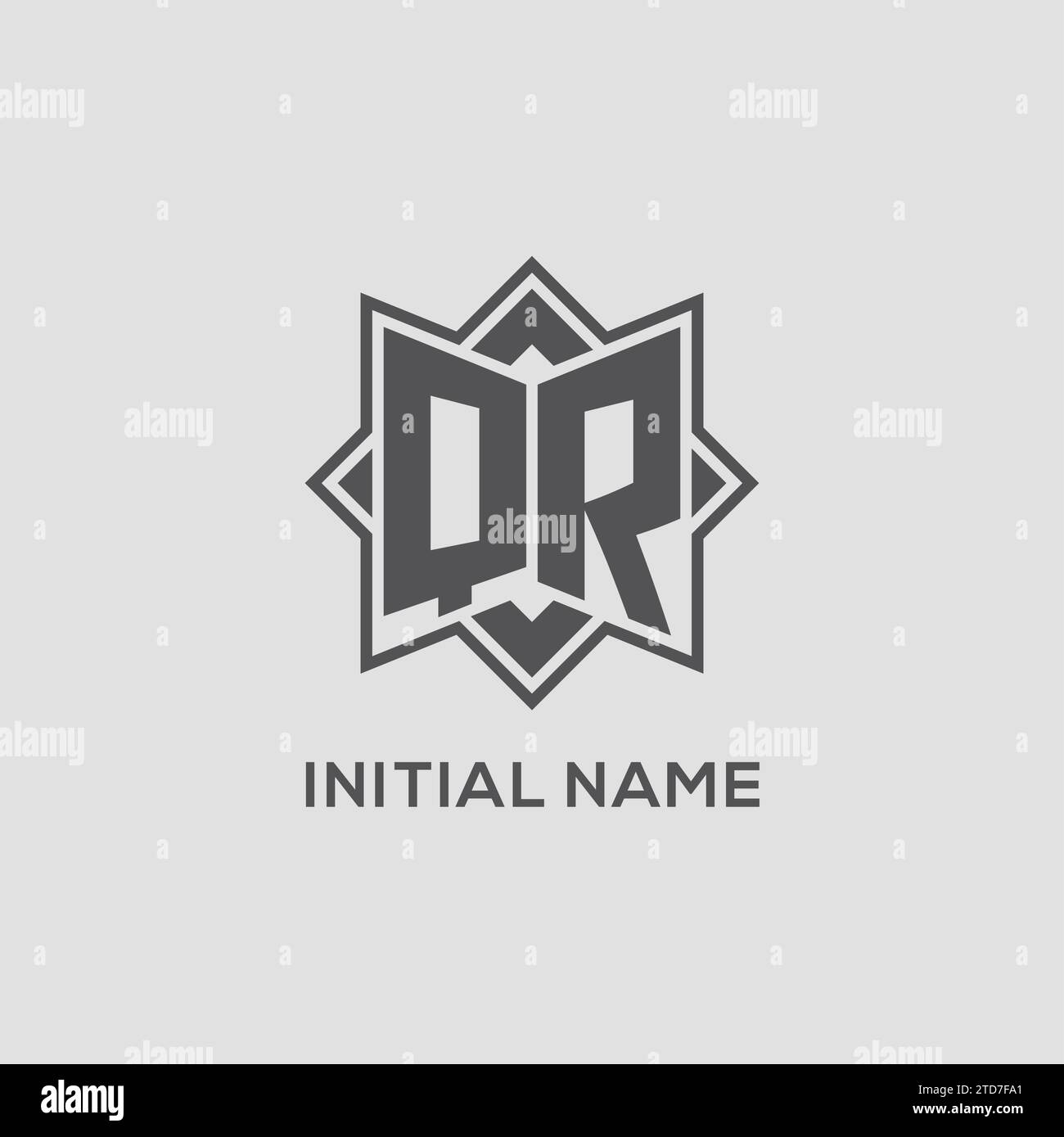 Monogram QR logo with eight point star style design vector graphic ...