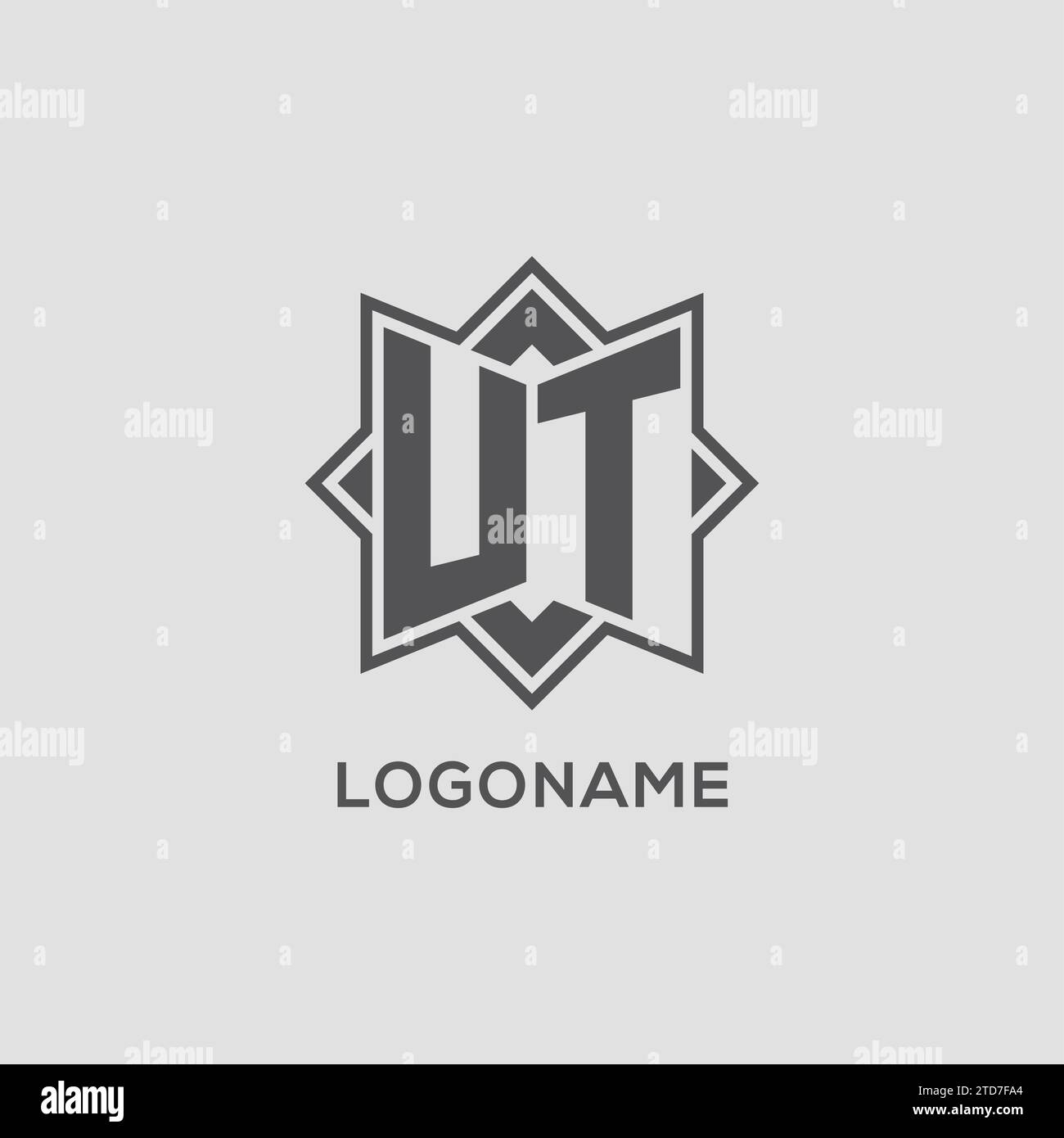 Monogram UT logo with eight point star style design vector graphic ...
