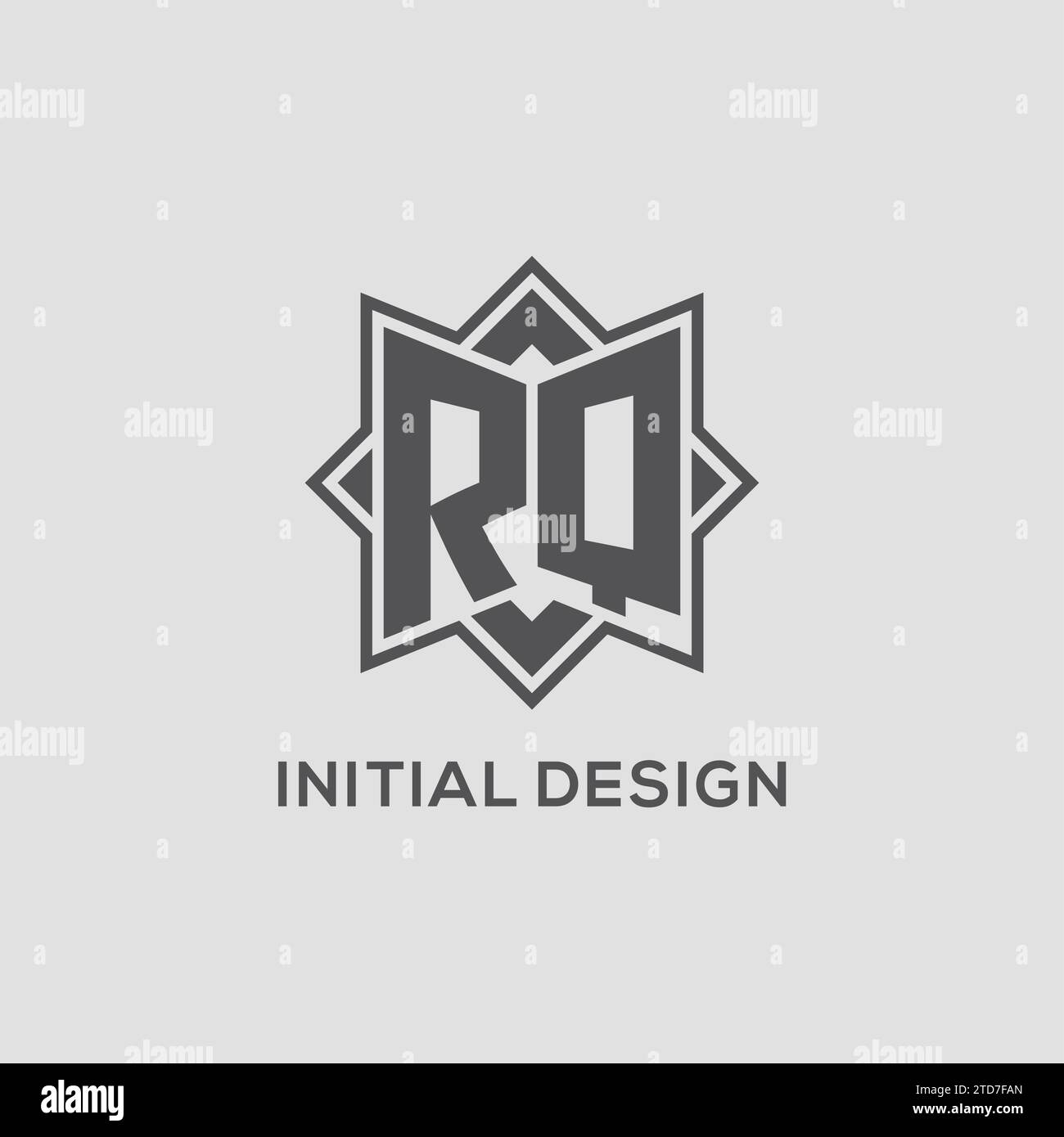 Monogram RQ logo with eight point star style design vector graphic ...