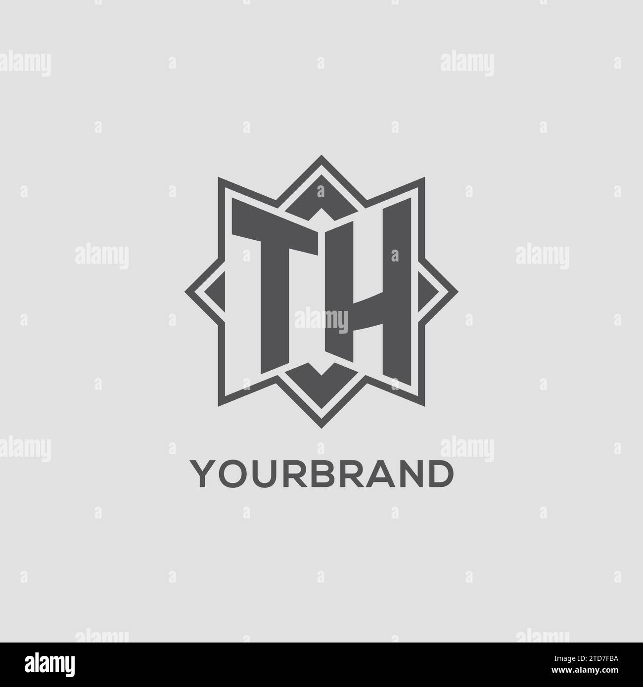 Monogram TH logo with eight point star style design vector graphic ...