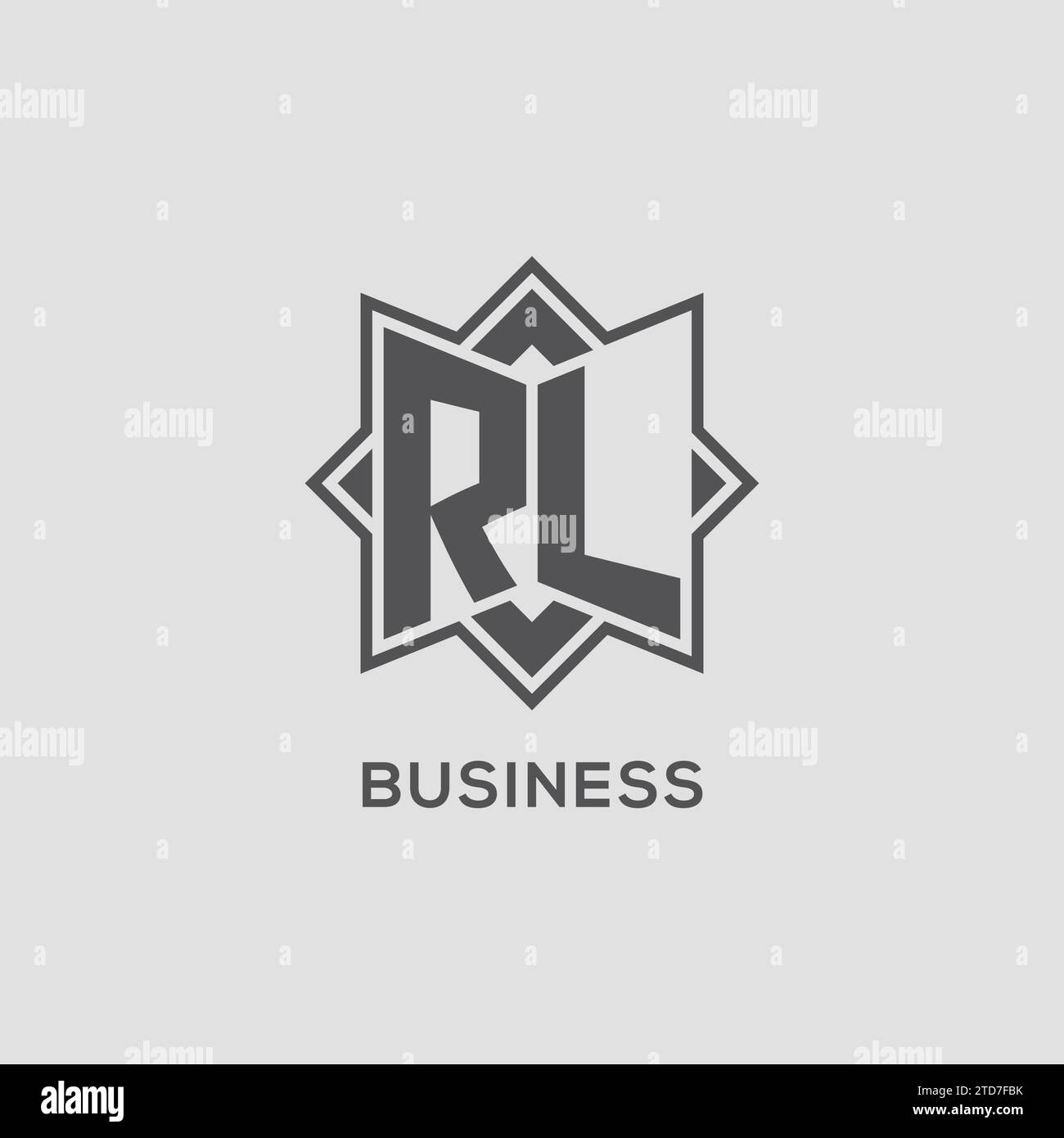 Monogram RL logo with eight point star style design vector graphic ...